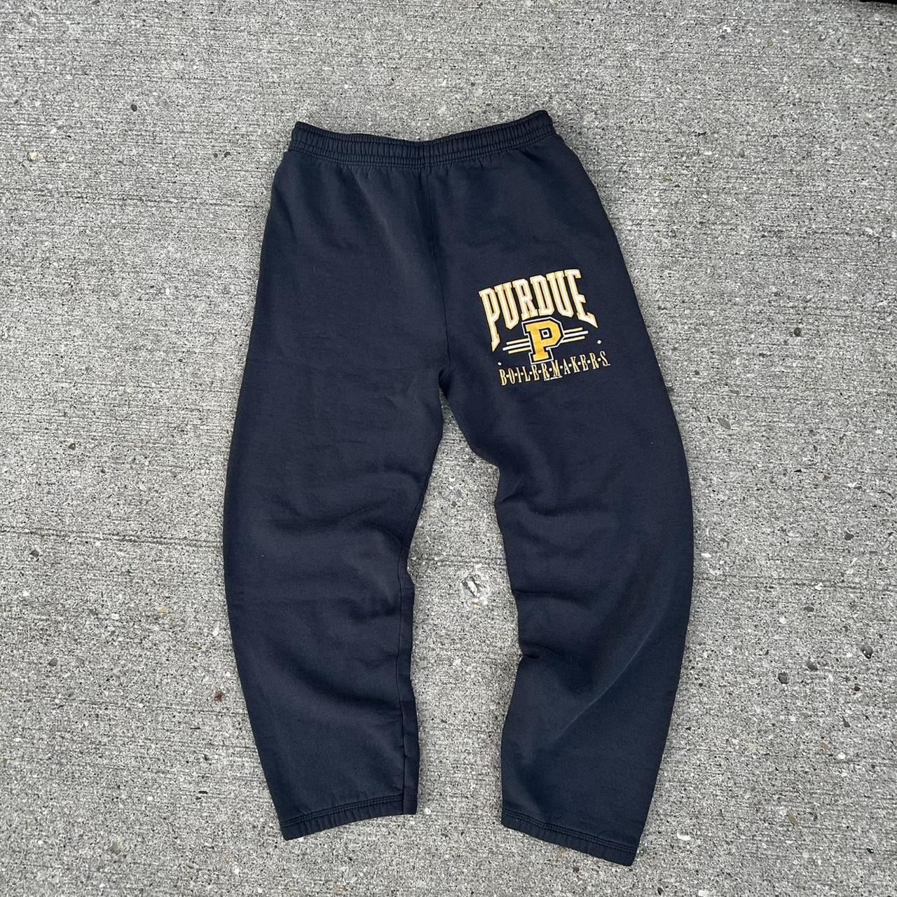 Purdue University black sweatpants with yellow logo... | Depop