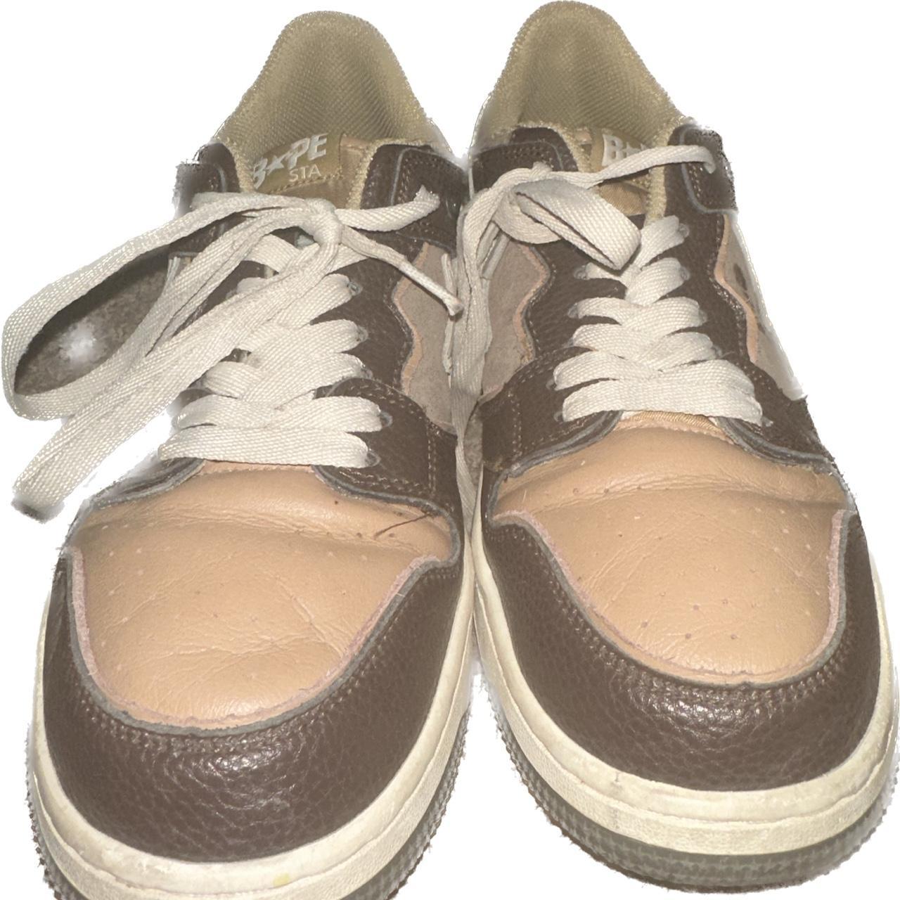 used bape brown ivory bapesta/sk8sta only flaws are... - Depop