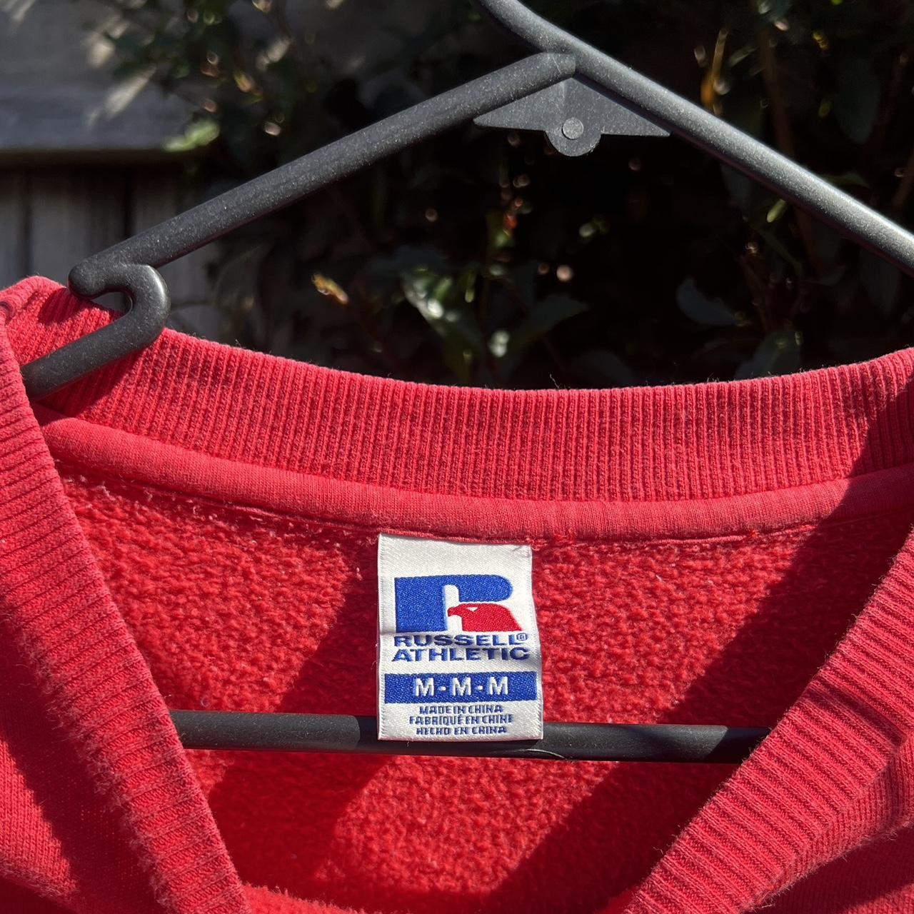 vintage russell athletic red crewneck size m great... - Depop