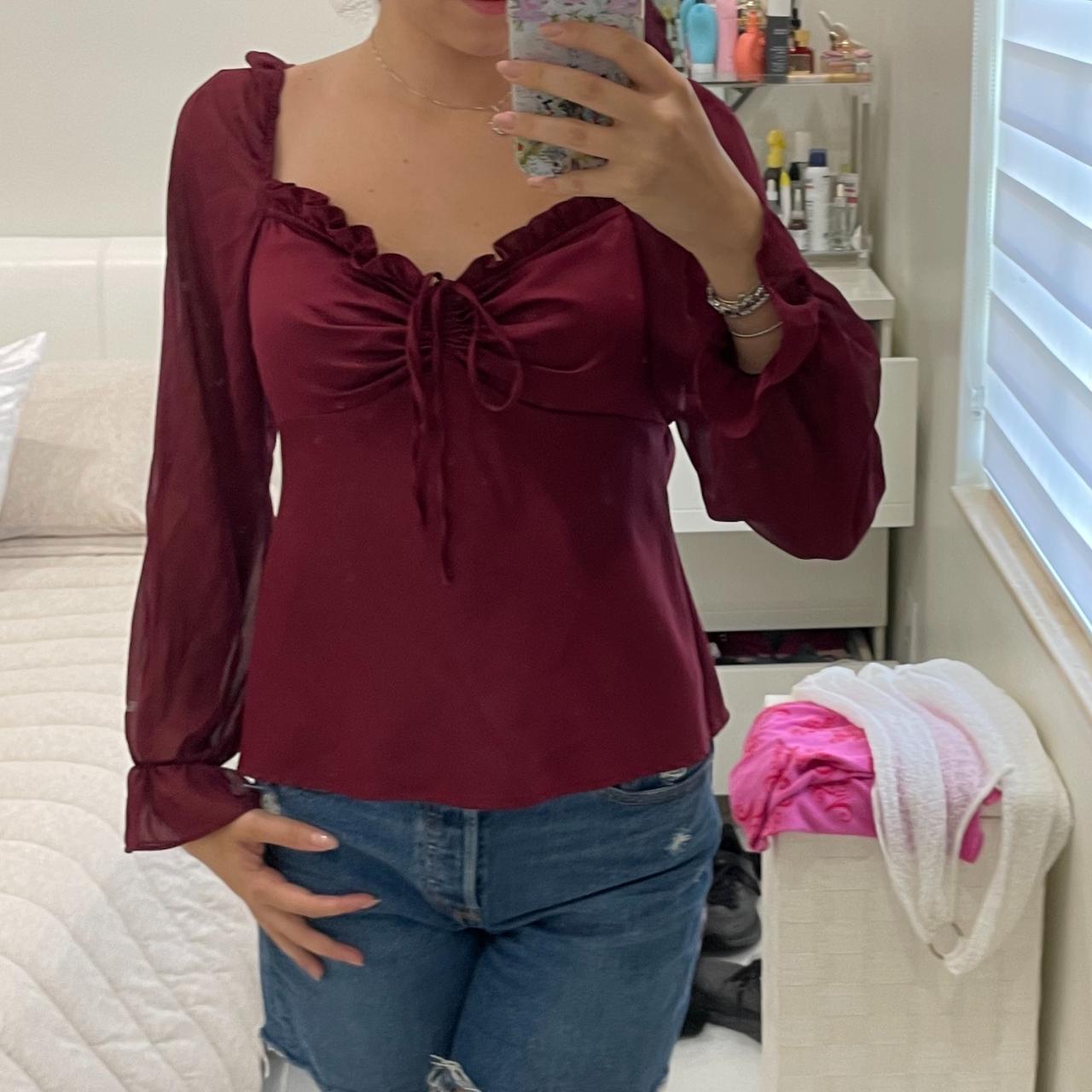 Gorgeous wine color blouse very elegant burgundy - Depop