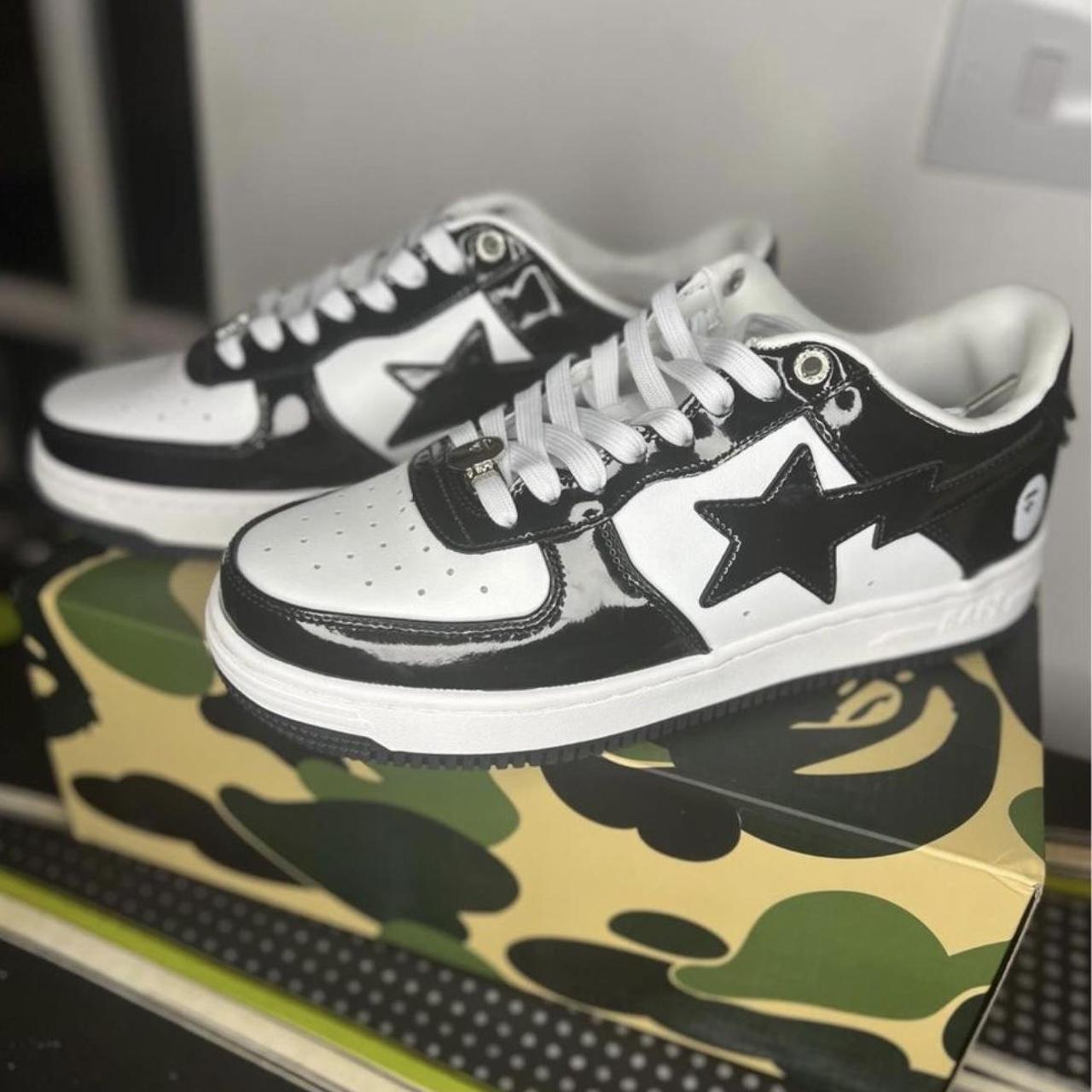 Black and white Bapesta - A Bathing APE Bape Size... - Depop