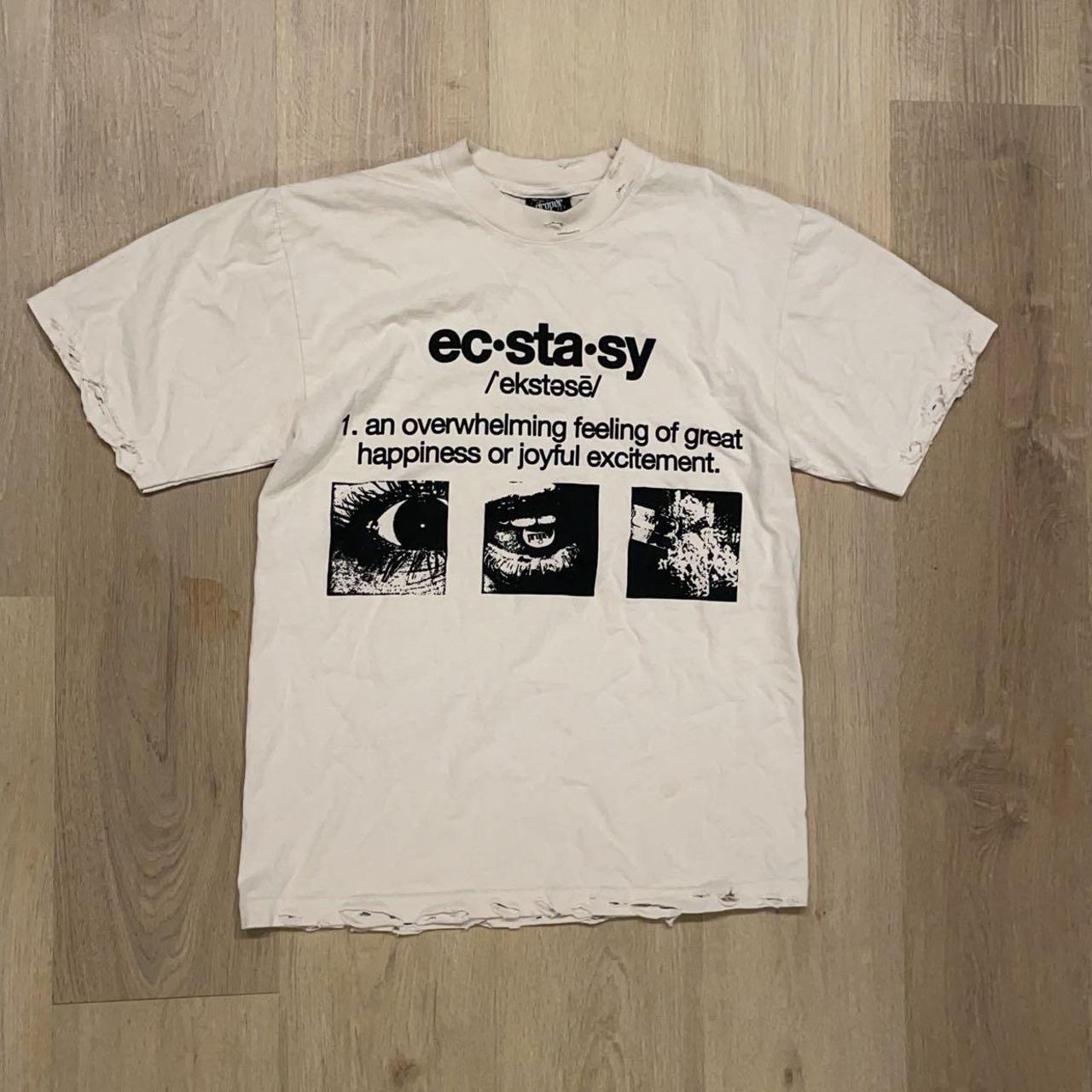 Rare Ecstasy Distressed T-Shirt Size: small (fits... - Depop