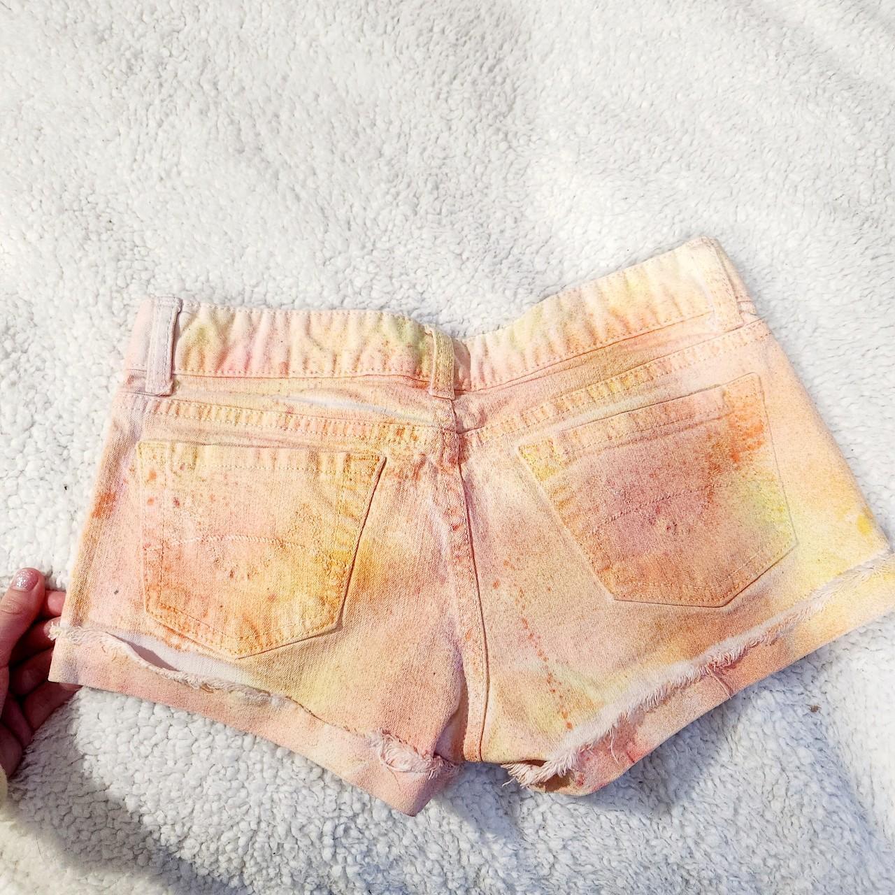 Multi color orange, pink, and yellow mini shorts (it... - Depop