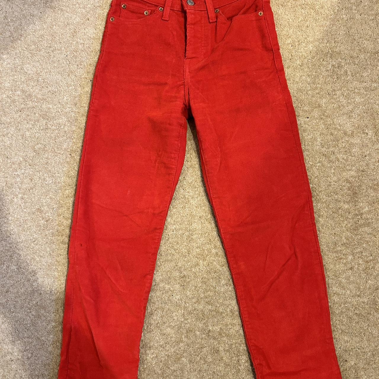 LEVIS red corduroy 501s Waist 24, leg 28 (size 6,... - Depop
