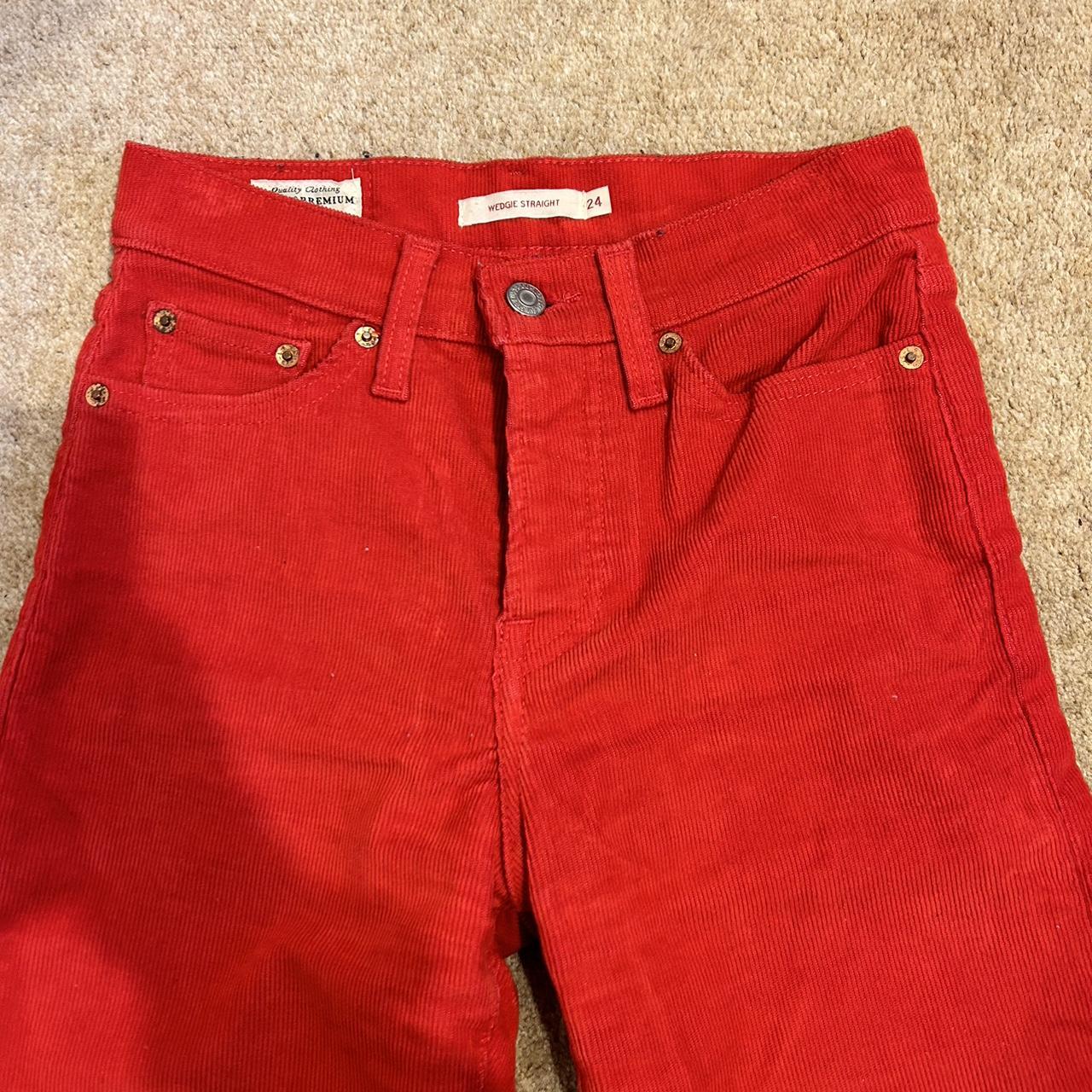 LEVIS red corduroy 501s Waist 24, leg 28 (size 6,... - Depop