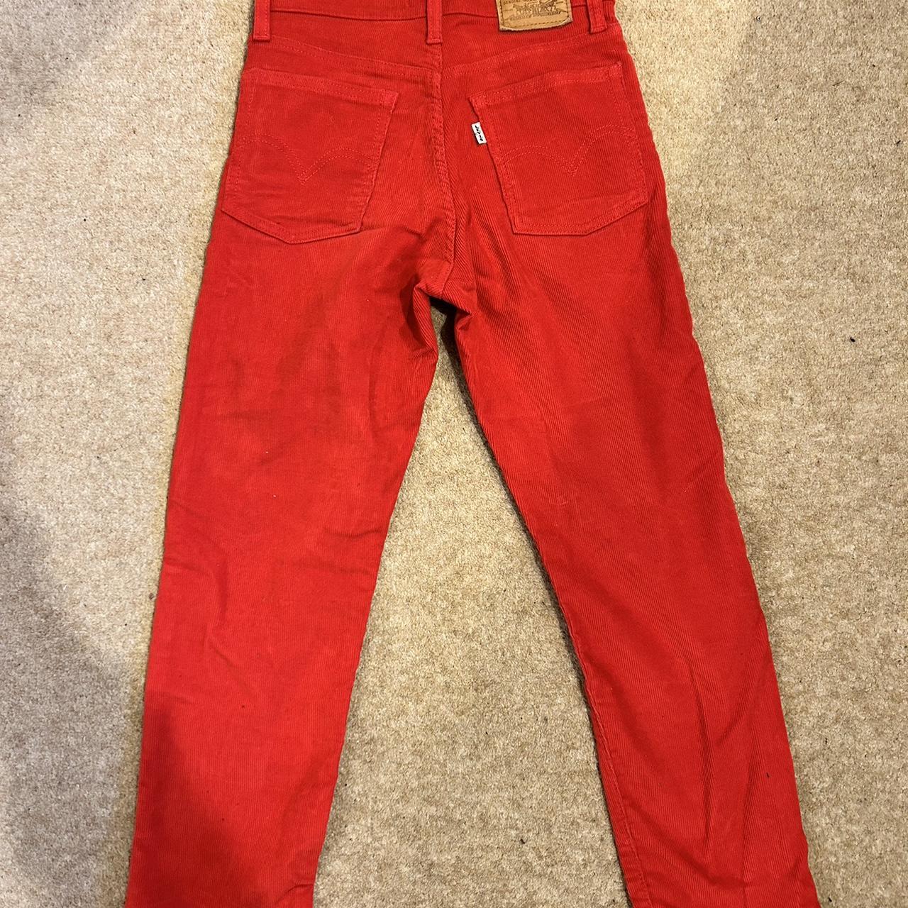 LEVIS red corduroy 501s Waist 24, leg 28 (size 6,... - Depop