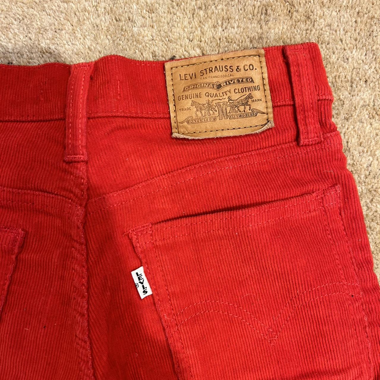 LEVIS red corduroy 501s Waist 24, leg 28 (size 6,... - Depop