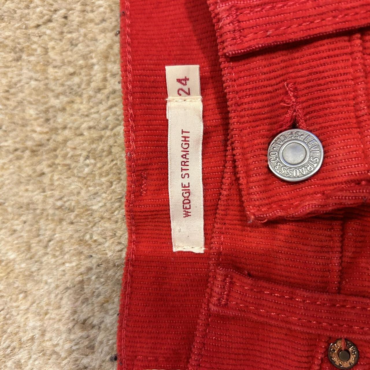 LEVIS red corduroy 501s Waist 24, leg 28 (size 6,... - Depop