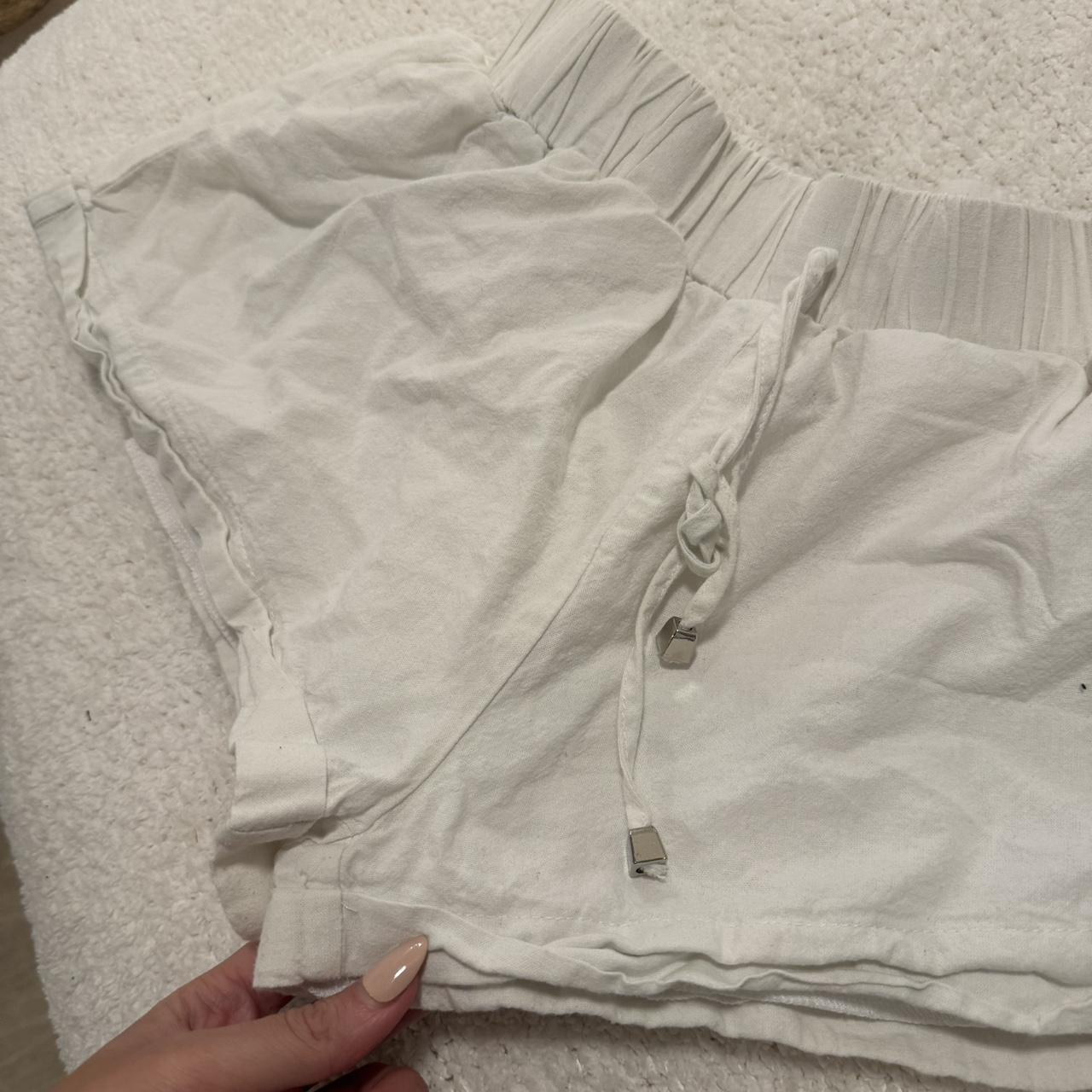 shein medium linen white shorts price is negotiable - Depop