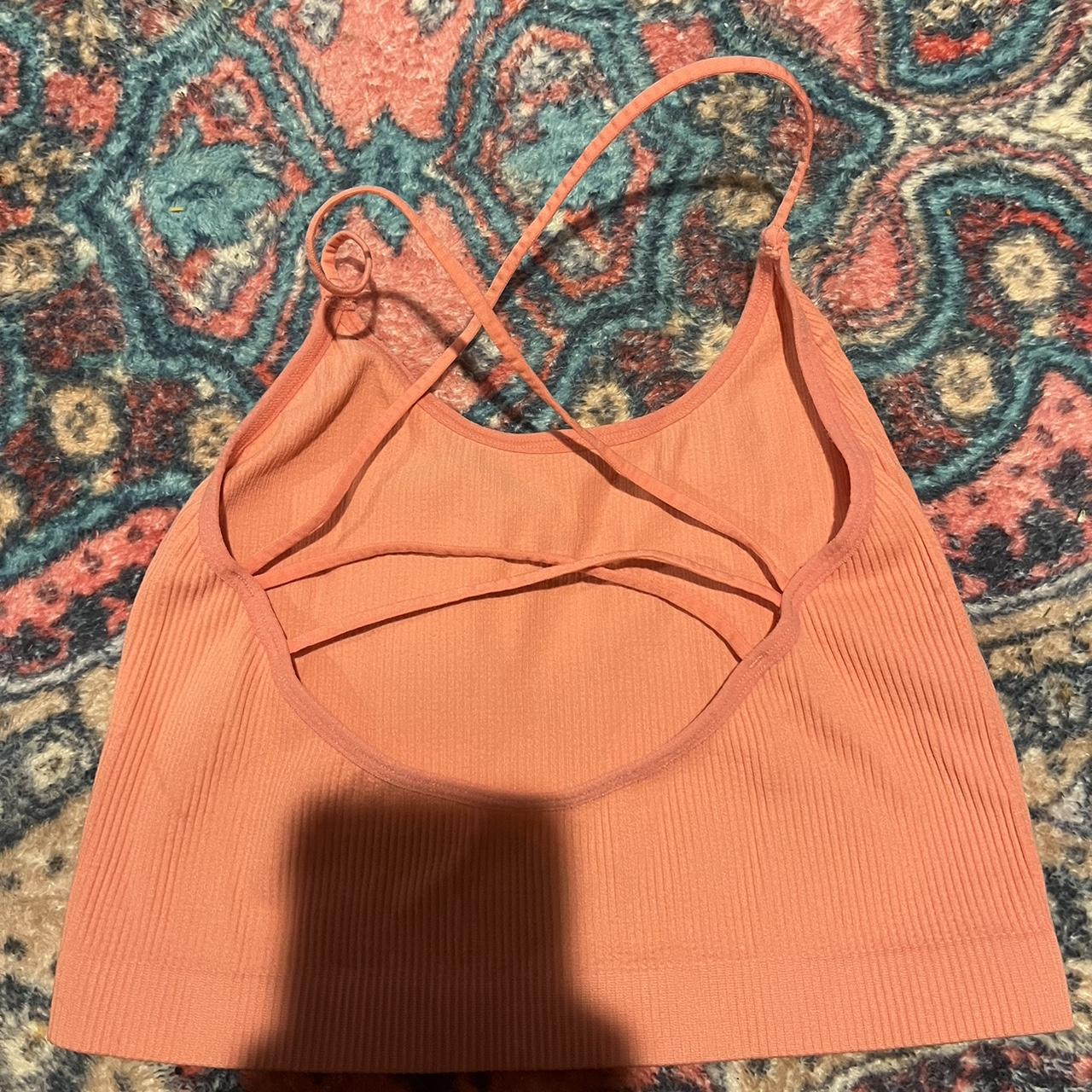 cross back coral tank top - Depop
