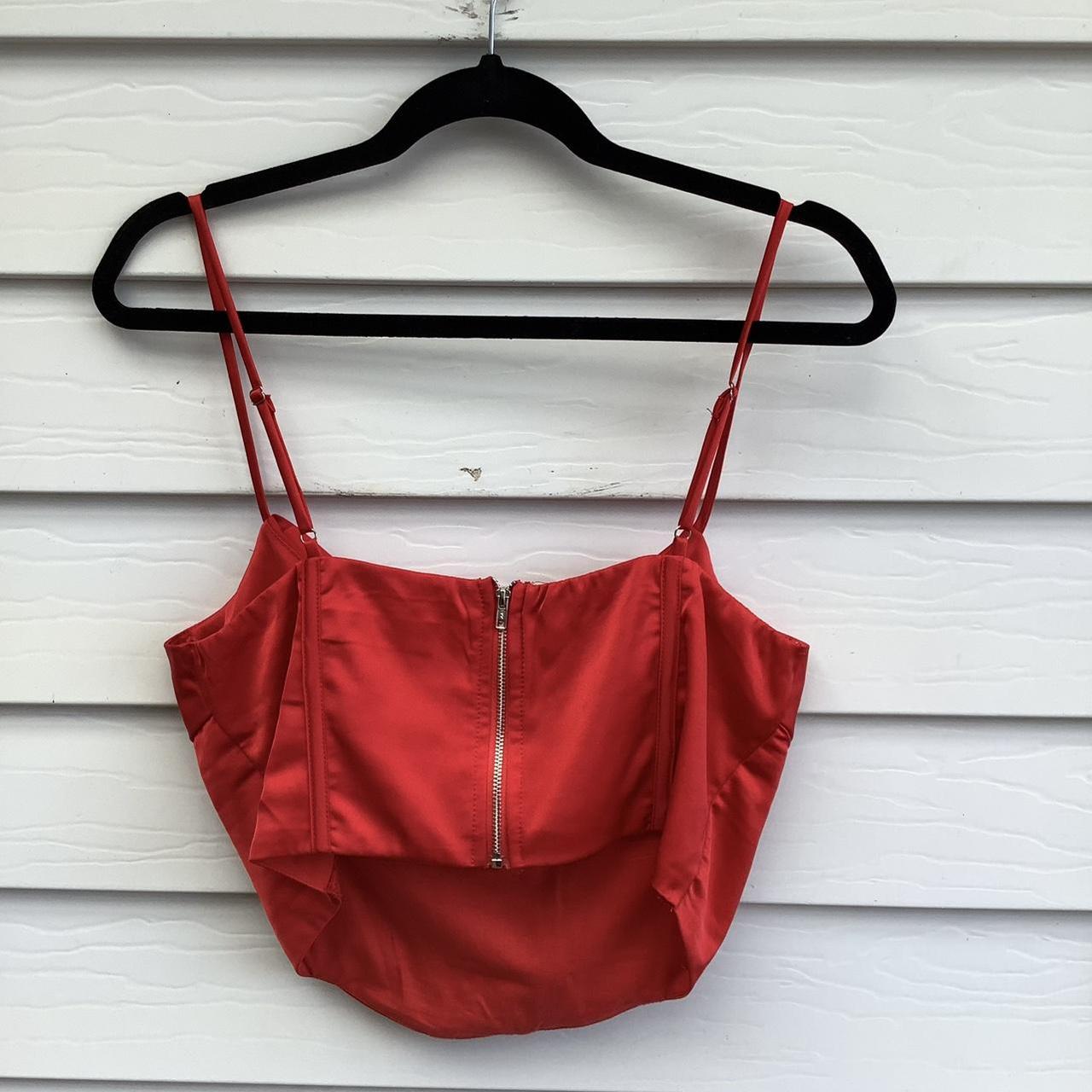 Red corset top with cowl neck detail Price negotiable - Depop