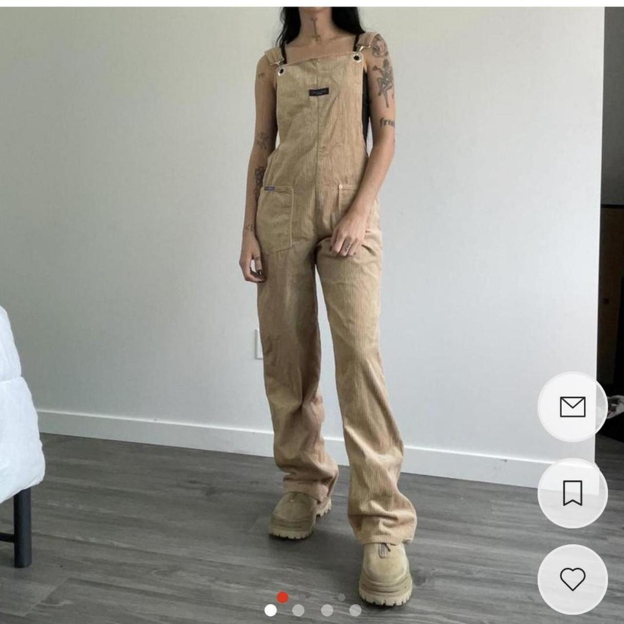 Beige corduroy overalls, worn once, just not tall... - Depop