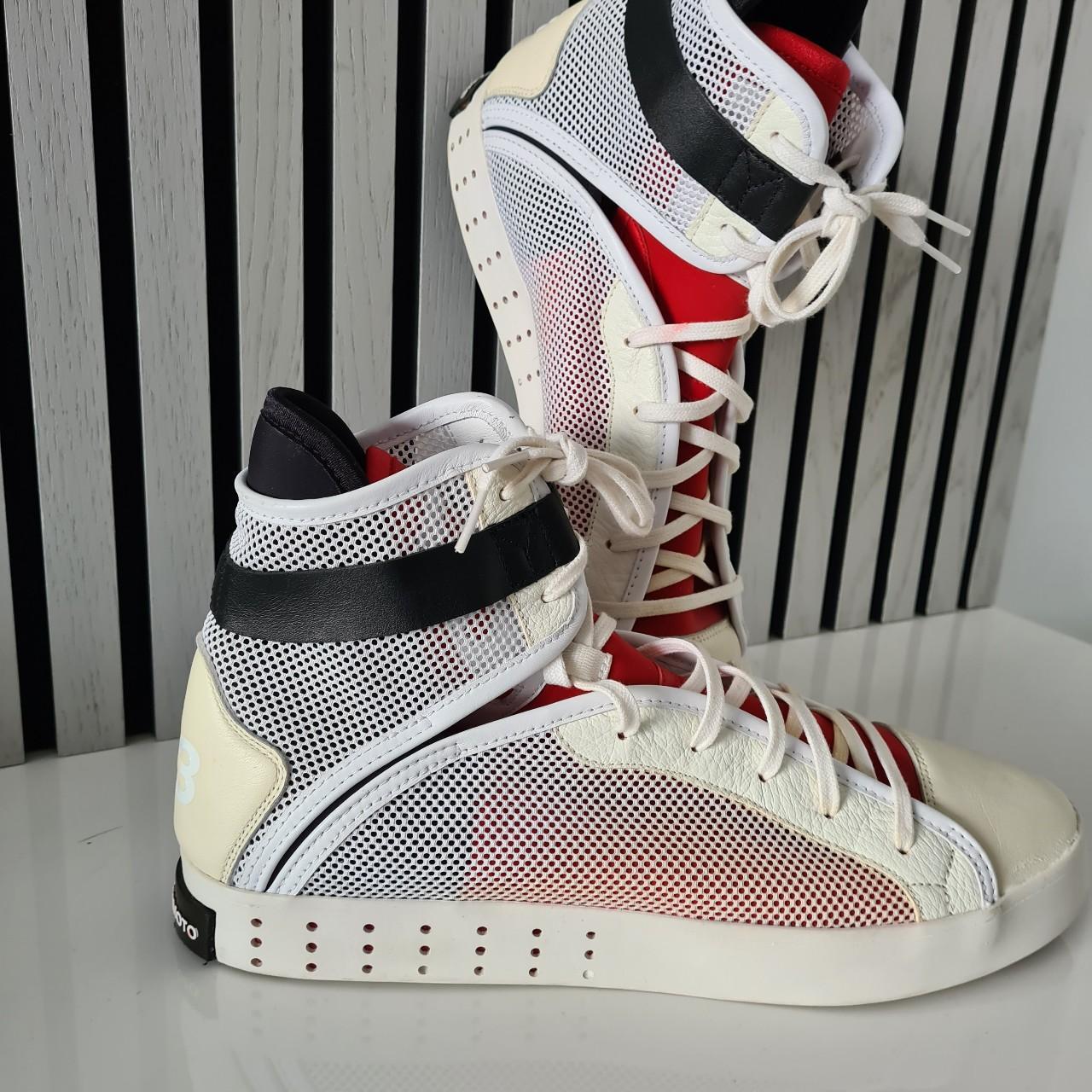 Y3 Men's Red and Cream Trainers | Depop