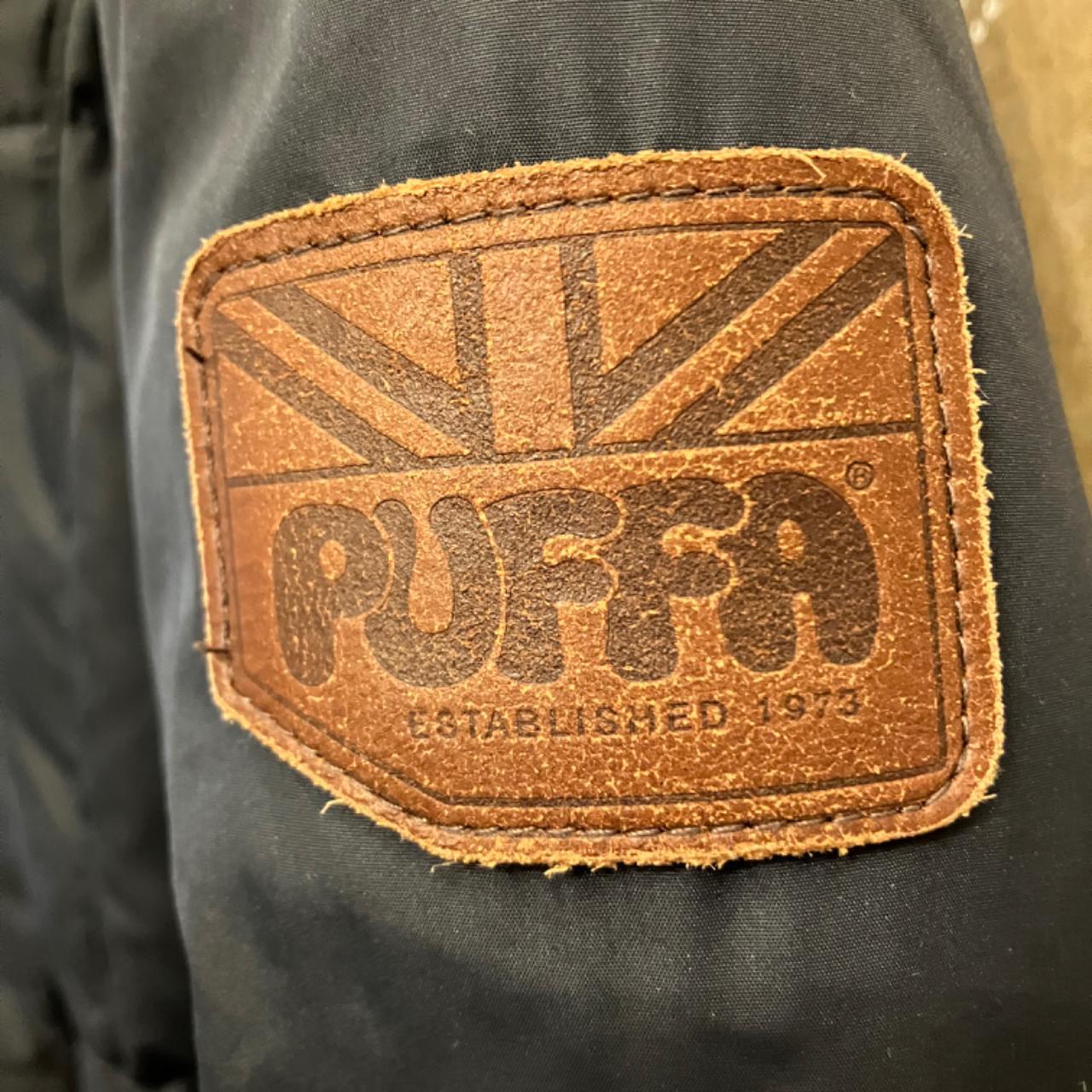 Original Puffa coat in Navy with belt (buckle is... - Depop