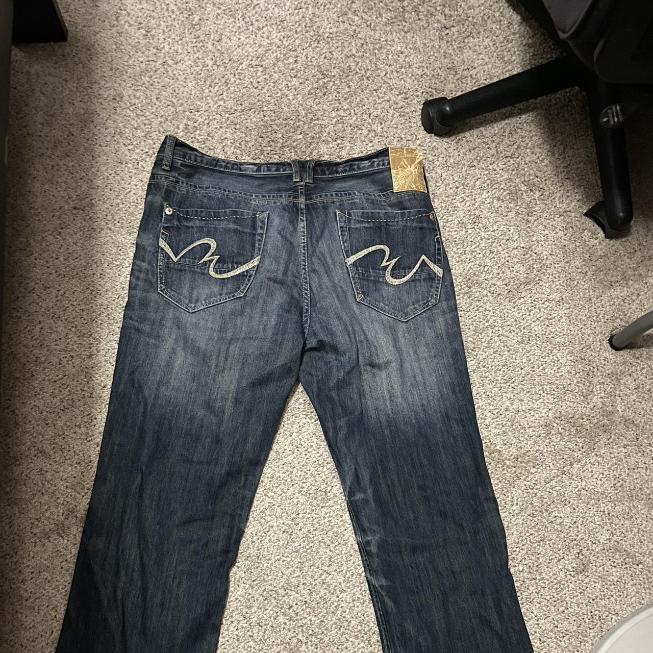 cool back design Marc ecko bootcut jeans Size... - Depop