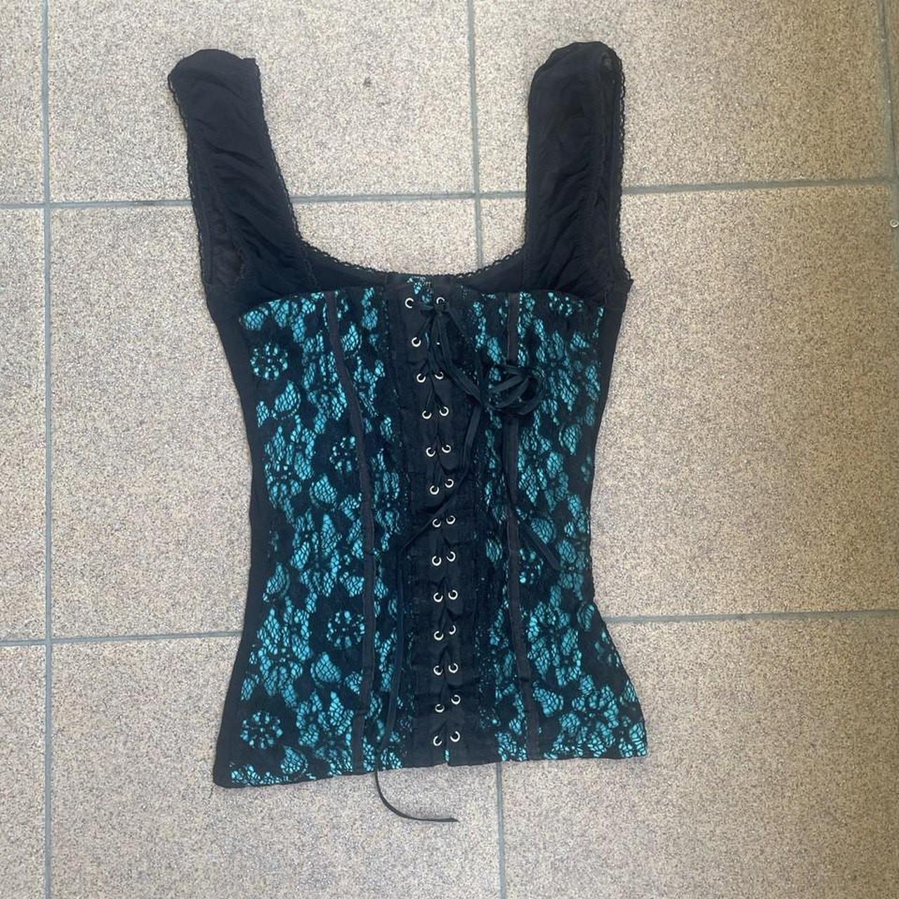 Vintage archive gothic corset tie down top Fits s... - Depop