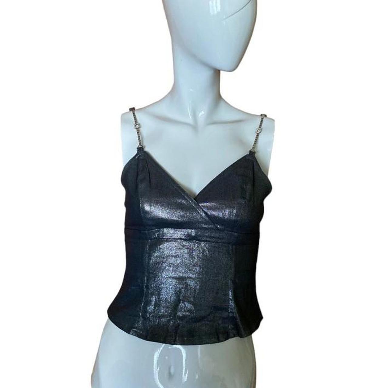 Vintage archive metallic top Rhinestones straps It's... - Depop