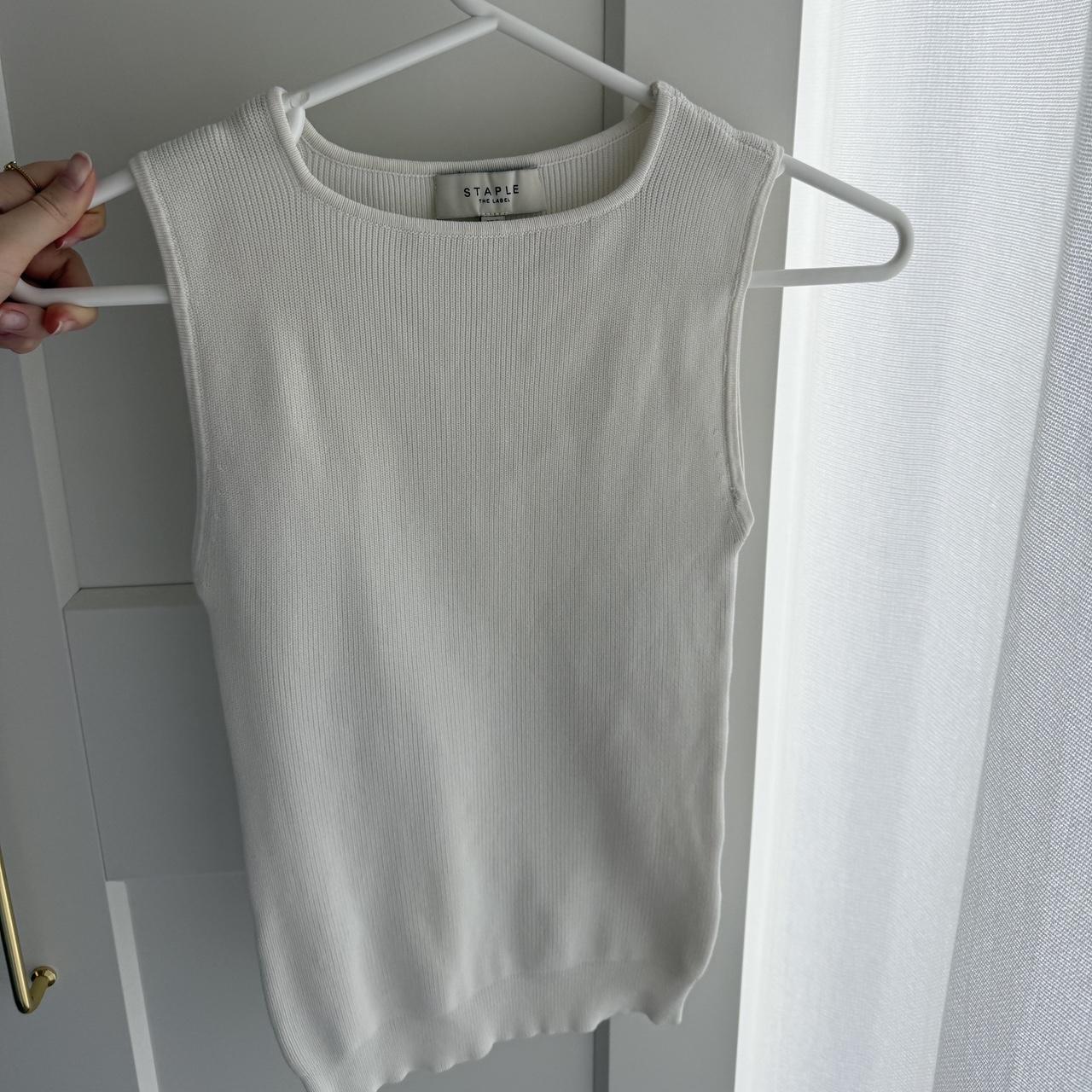 STAPLE THE LABEL - plain white knit fabric white... | Depop