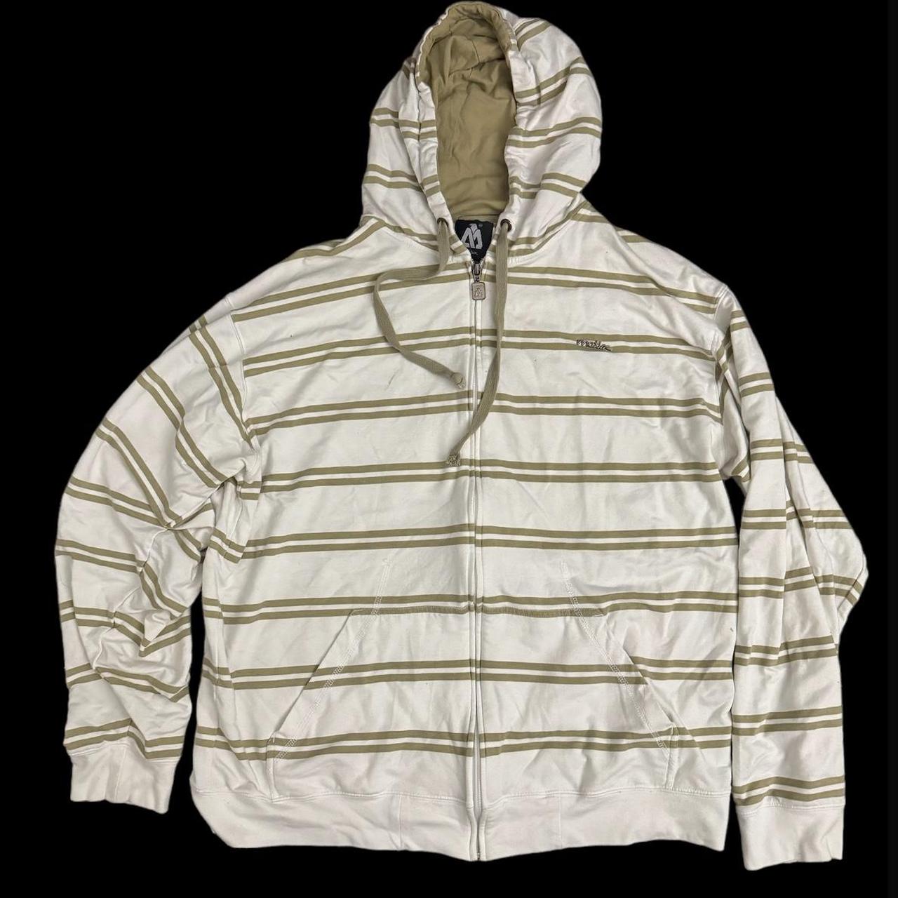 Vintage Matix White and green stripe hoodie - Depop