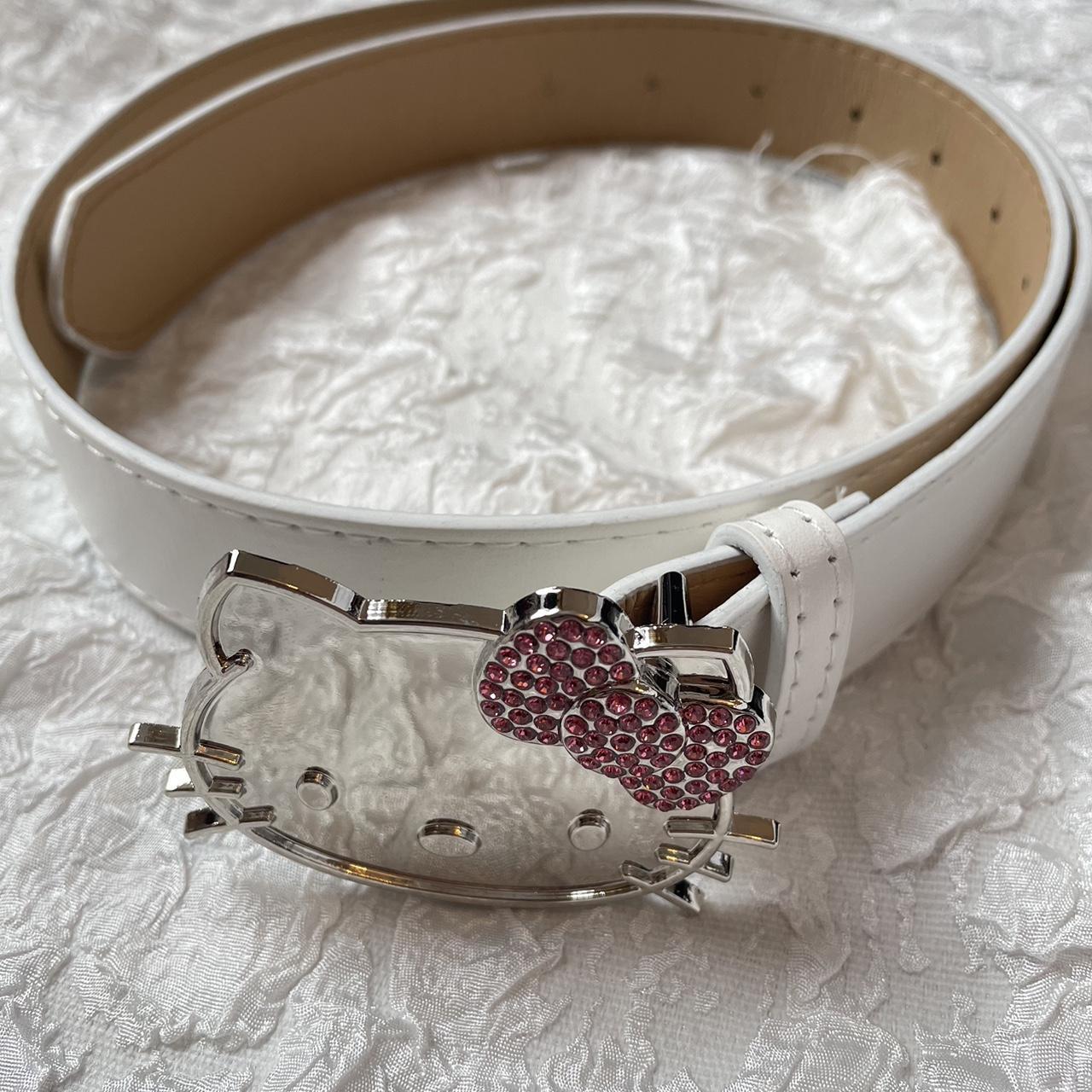 Hello Kitty PU Leather White Belt With a pink... - Depop