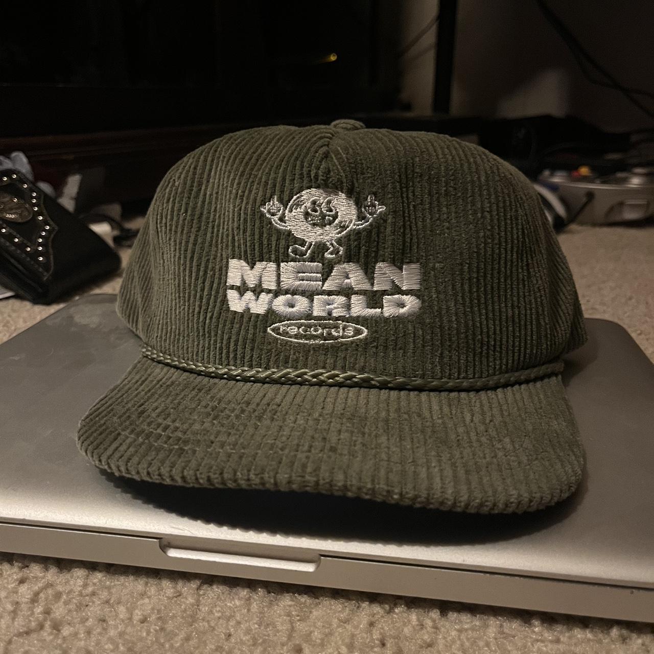 Mean World Records Green Corduroy Hat Adjustable... - Depop