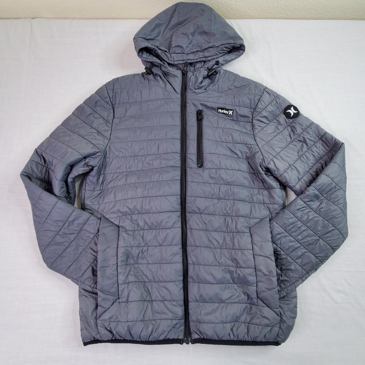Hurley Puffer Jacket Mens Medium Gray Balsam Quilted... - Depop