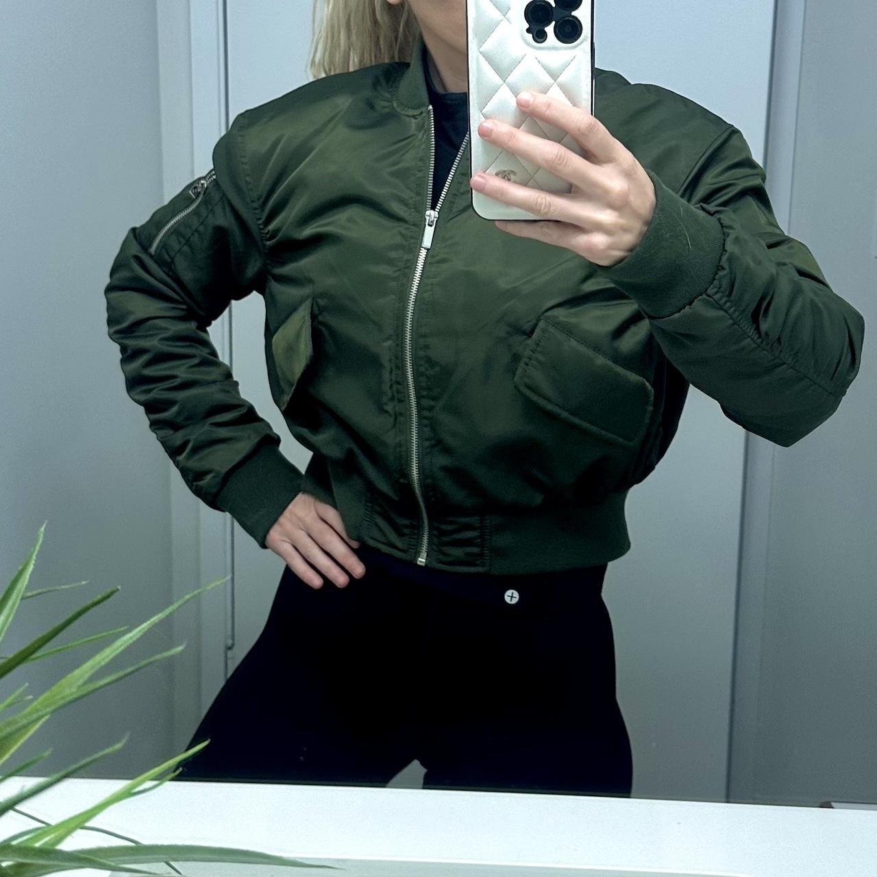 Military Green Cropped Warm Jacket Never worn, only... - Depop