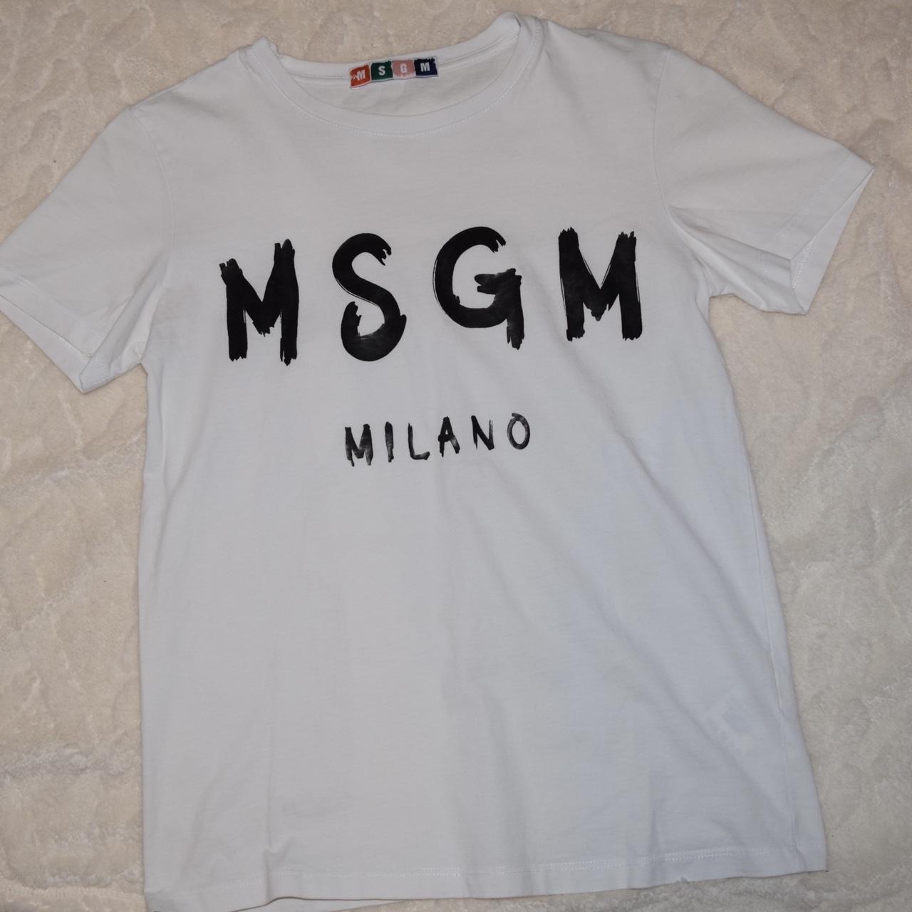 msgm cotton brush logo t shirt, size xs - Depop