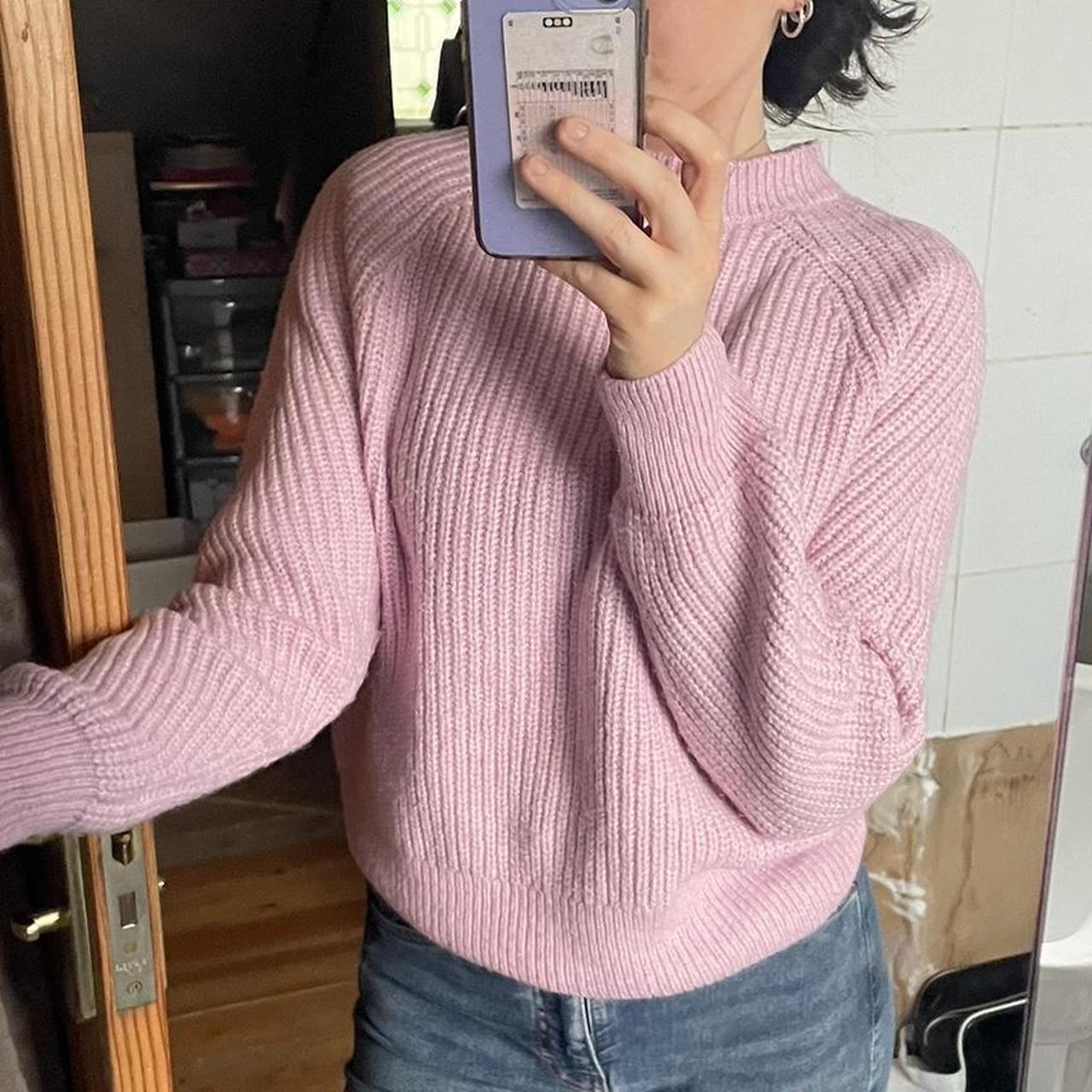 pink knitted jumper - size 6 - worn a few times but... - Depop