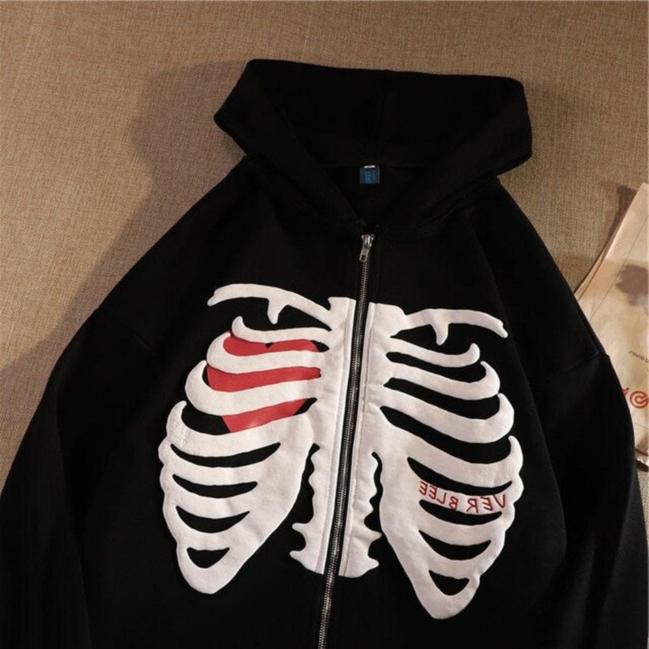 SKELETON STYLE HOODIE👀 Size : S - XXL White &... - Depop