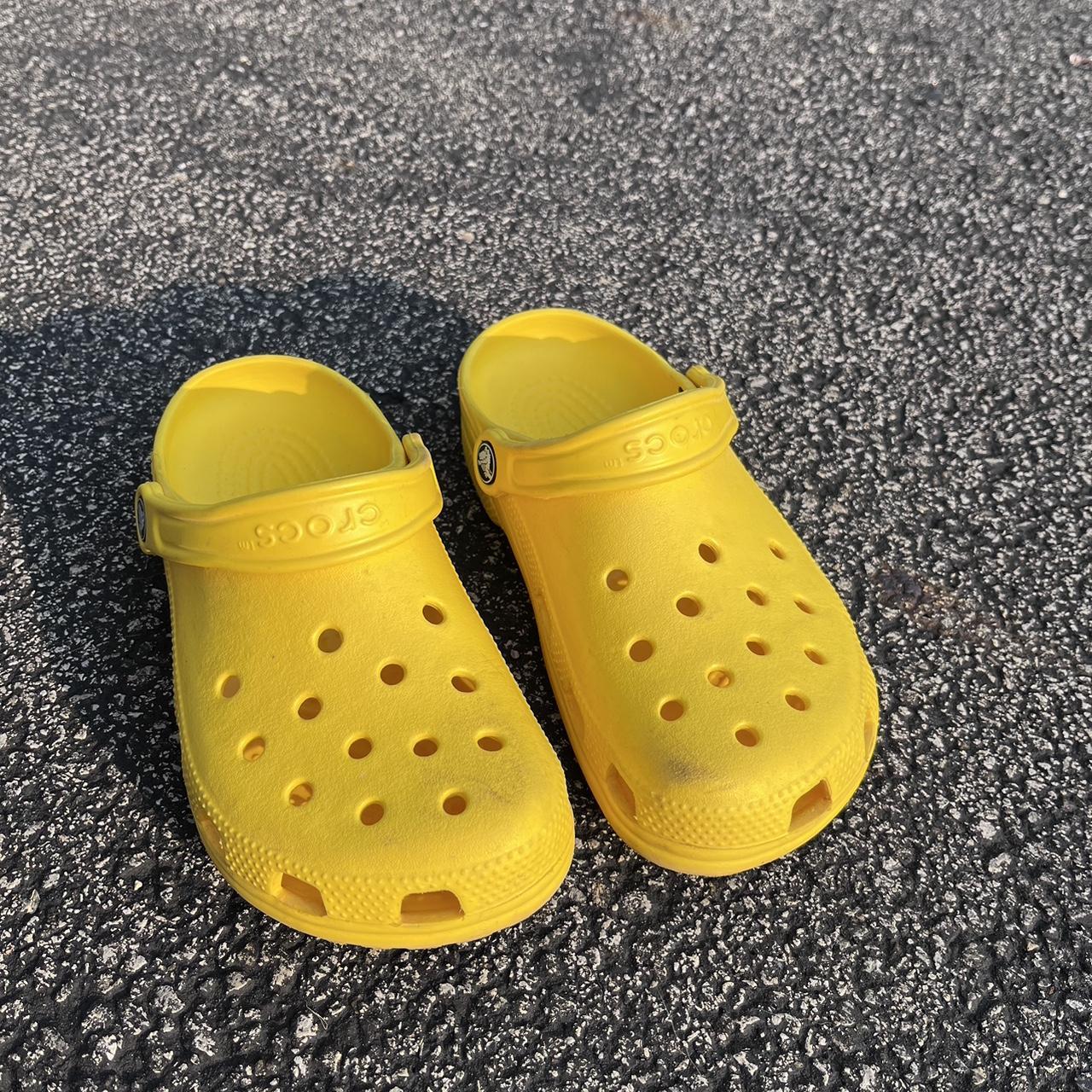 crocs, yellow. size 5 men. women’s 7 - Depop