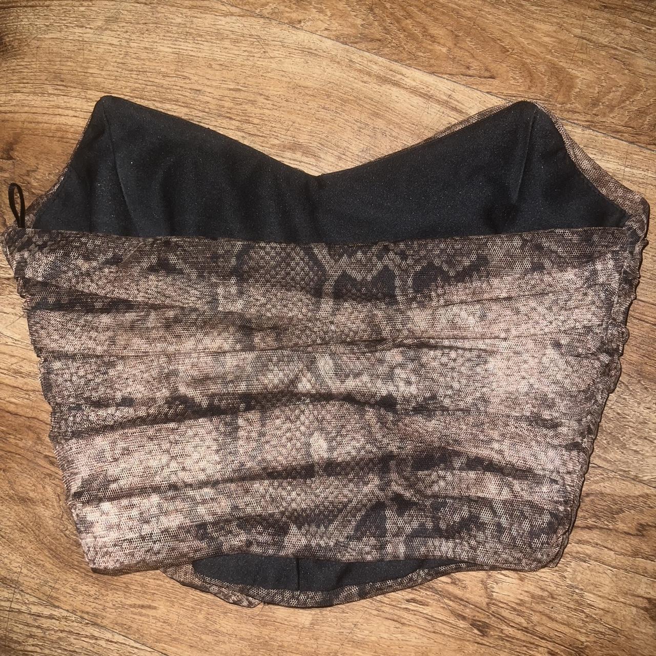 Zara tulle corset brown snake print worn a handful... - Depop
