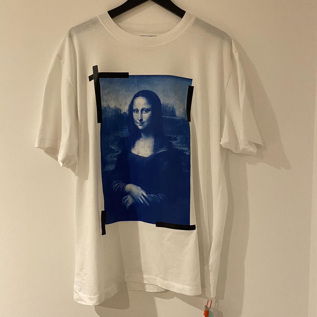 Off-White Mona Lisa Slim Fit T-Shirt - White. Size:... - Depop