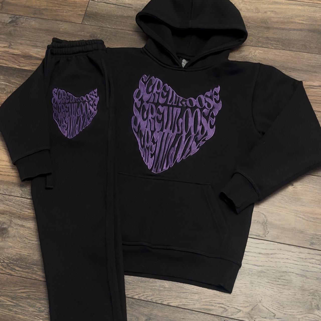 Black & purple screwloose tracksuit | Depop