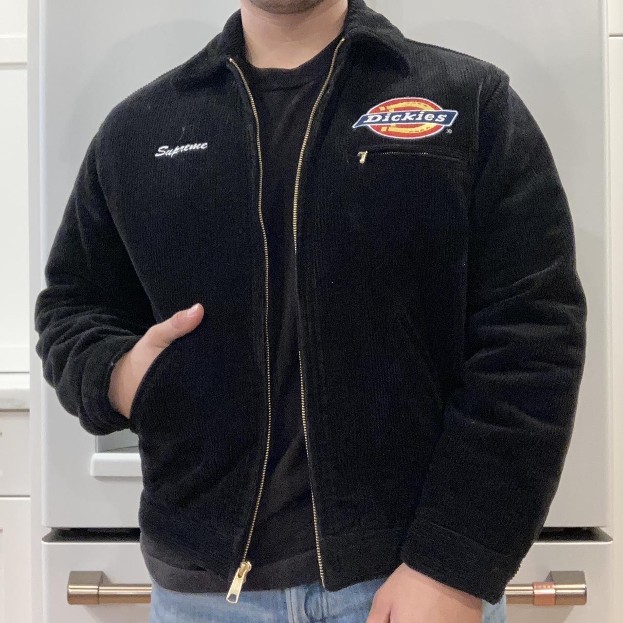 supreme x dickies zip-up corduroy work jacket size... - Depop