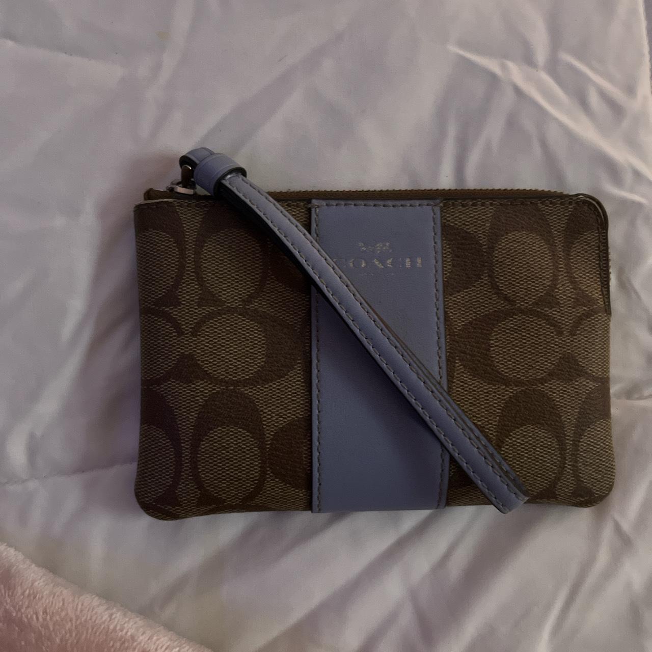 brown and light blue COACH wallet (authentic) - Depop