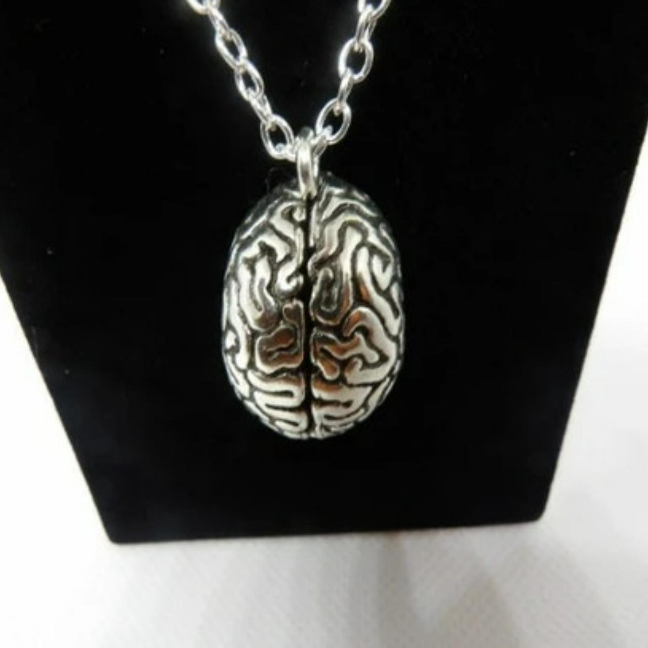 Silver Brain Necklace Great gift to give to a smart... - Depop