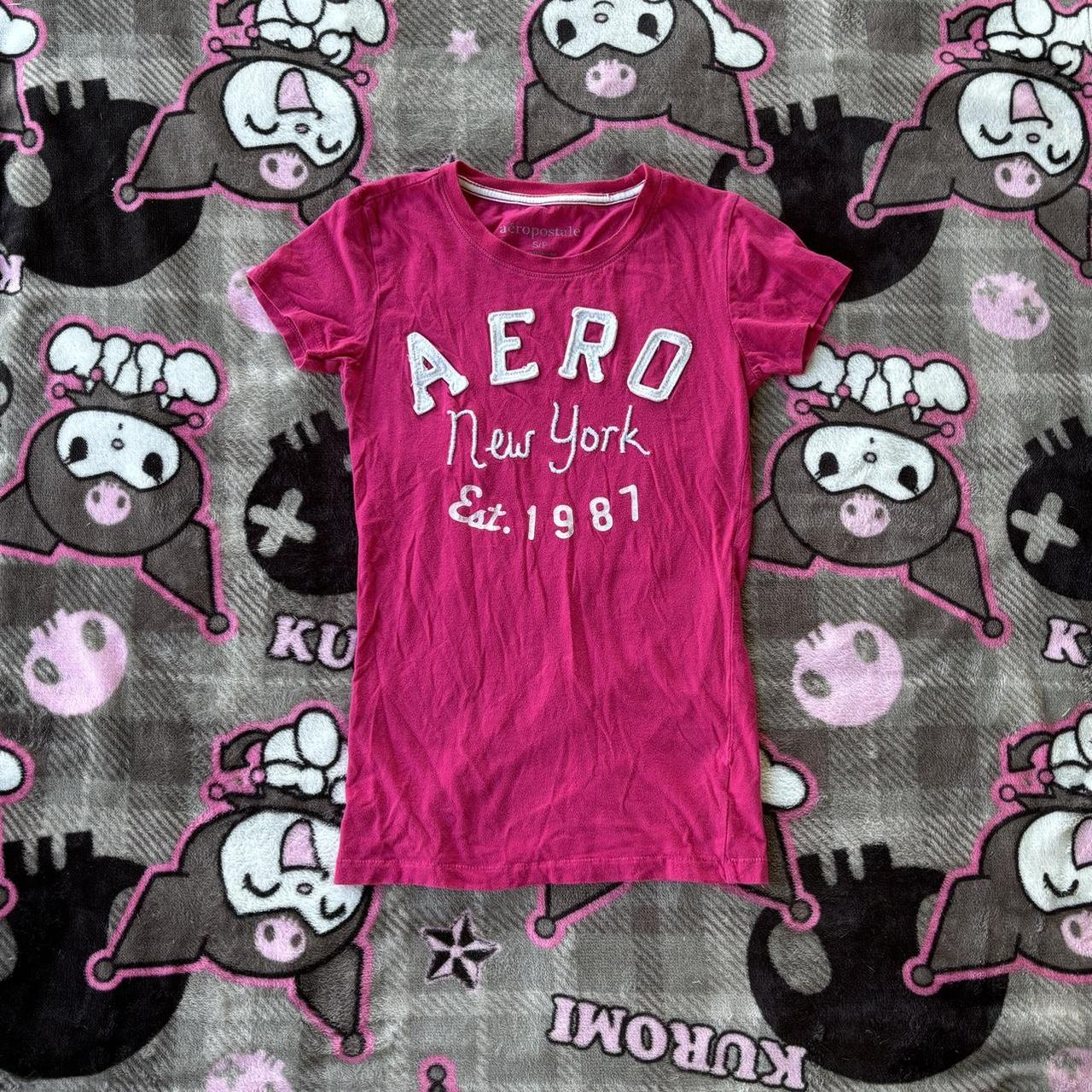 Pink Aero New York top. 100% cotton. Size: Small... - Depop