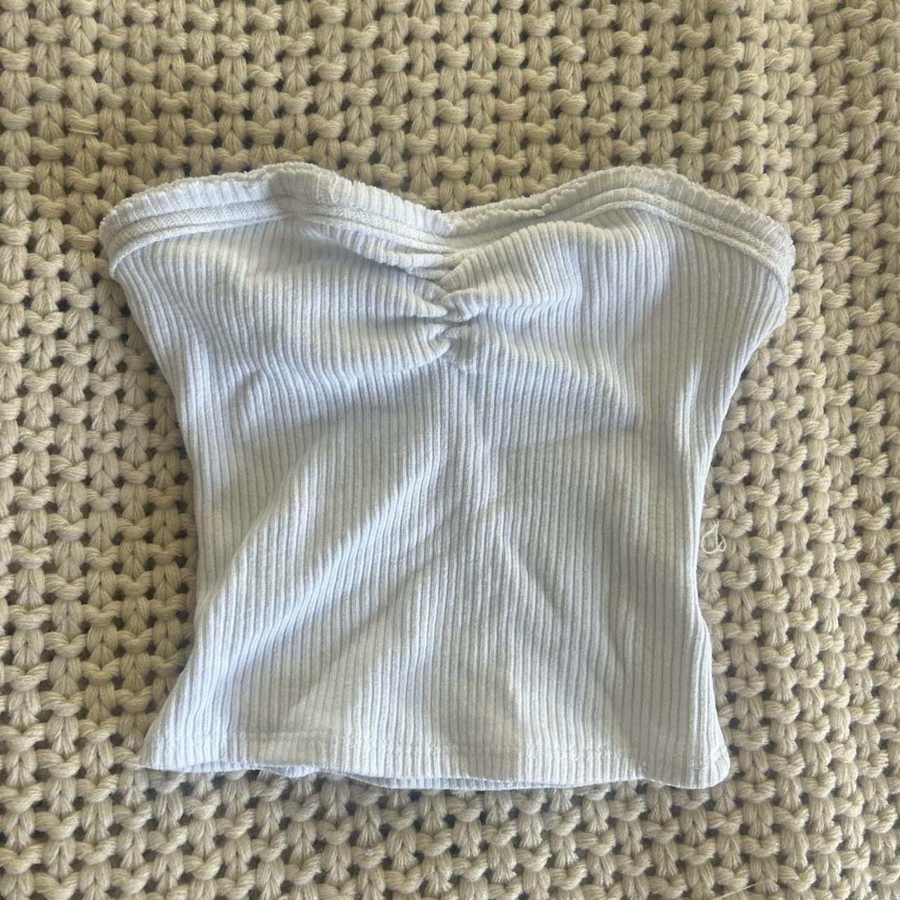Uo White Bandeau Scrunch Top Size Xs And Was Brand Depop