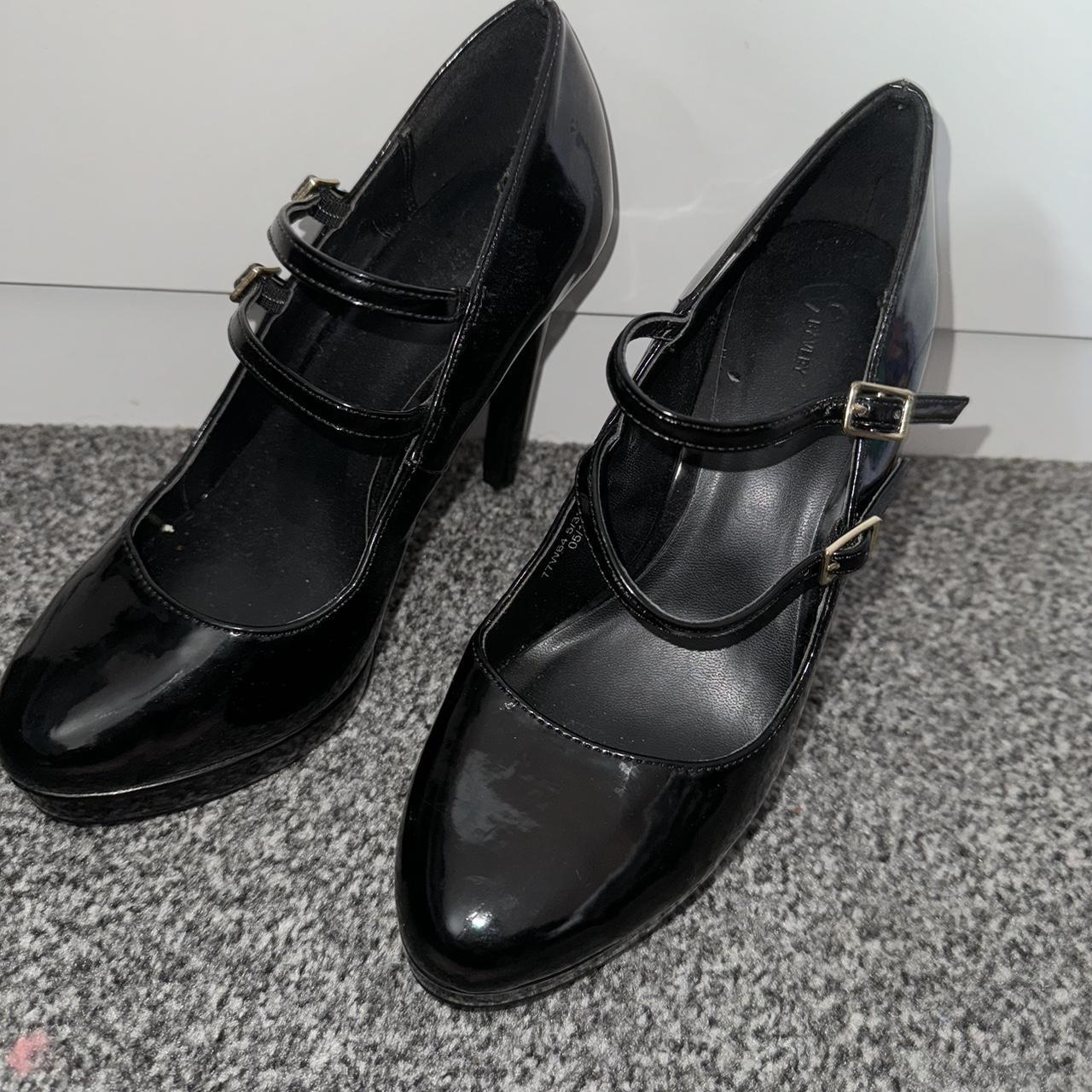 Black high heals size 5 2 straps Brand new never... - Depop