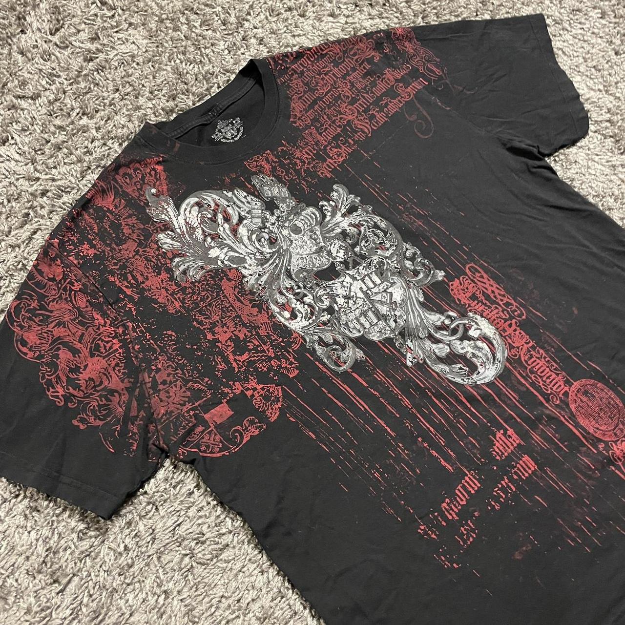 Red Affliction tee Sick y2k cry affliction style... - Depop