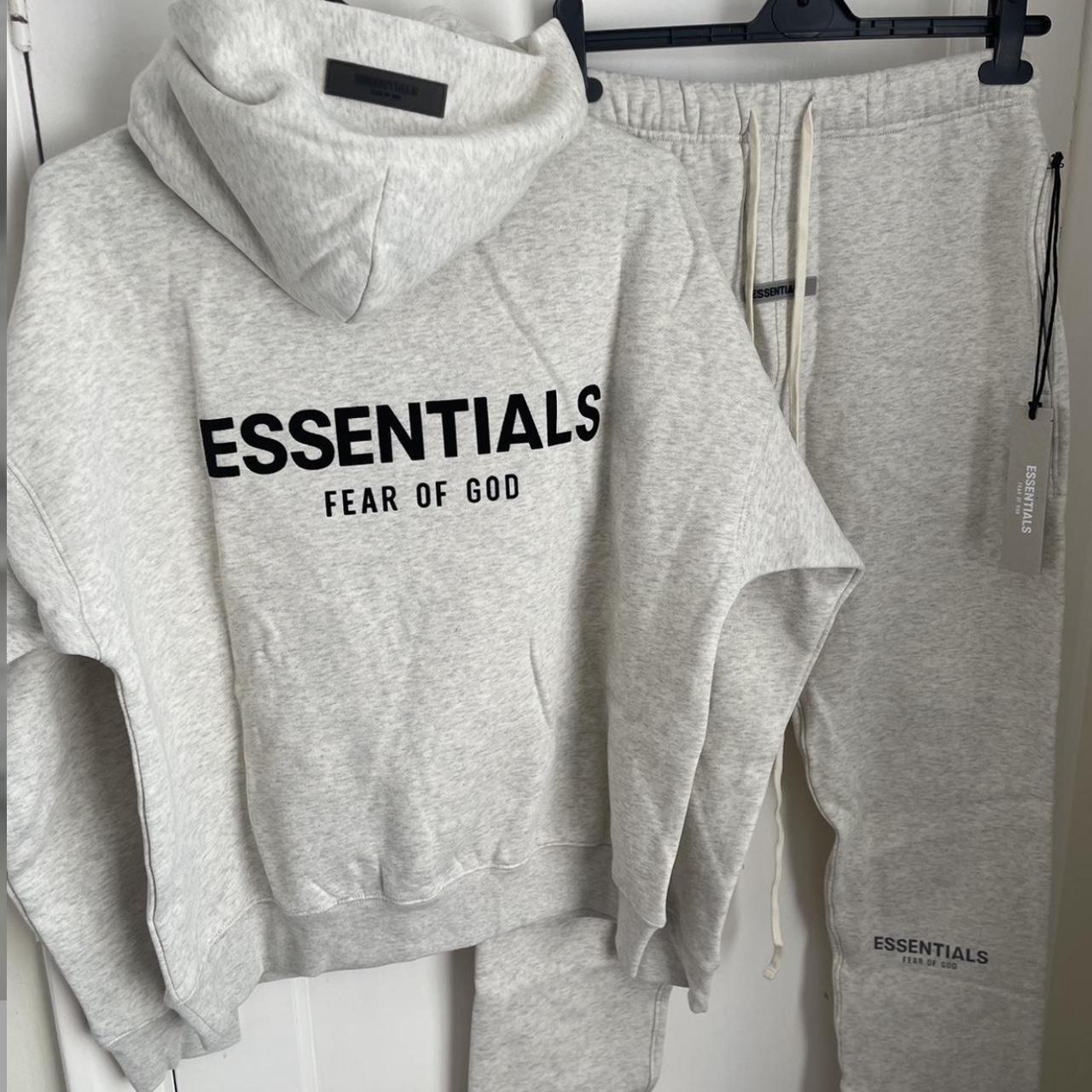 Essentials Fear Of God Tracksuit Black Logo Depop