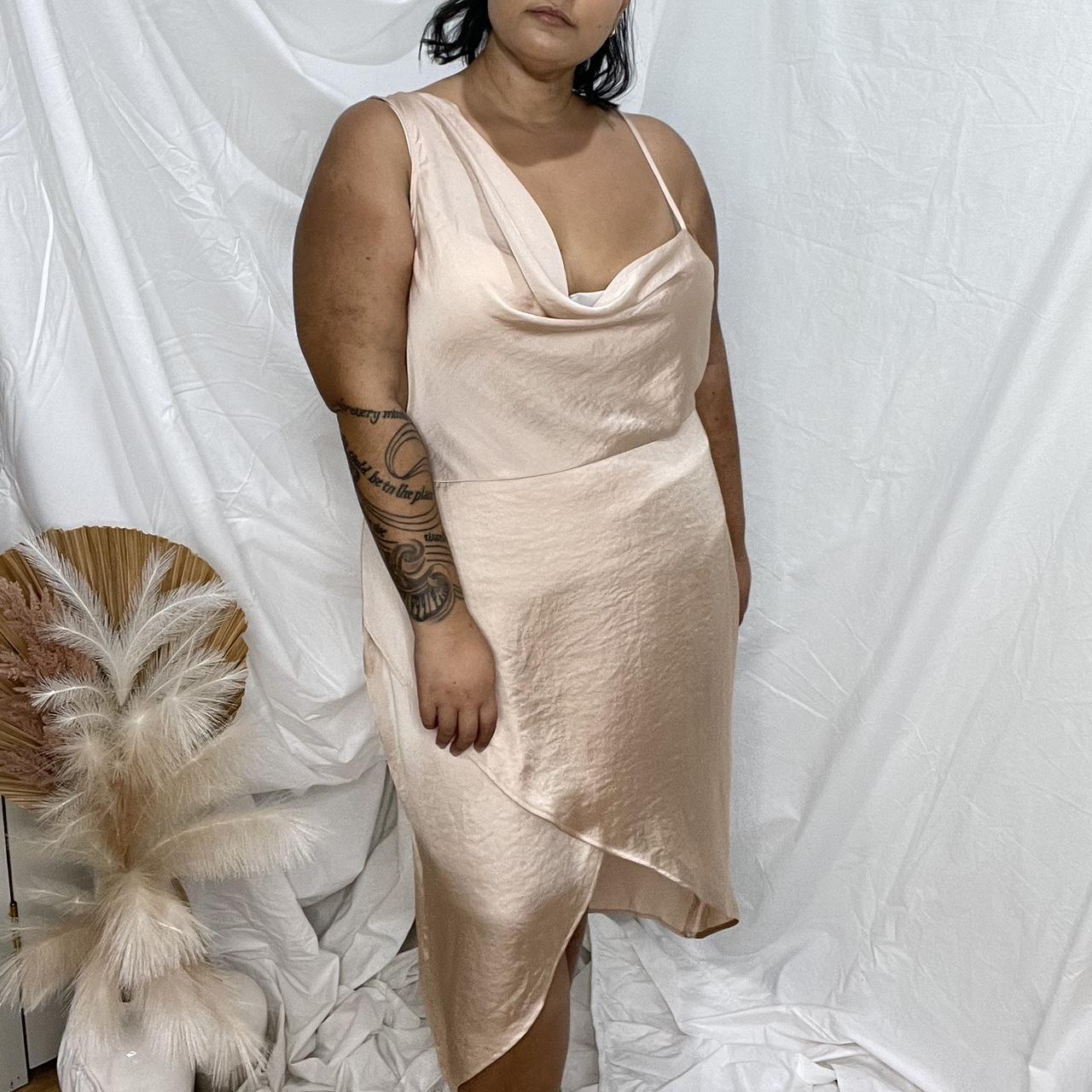 Boohoo Women's Gold Dress | Depop