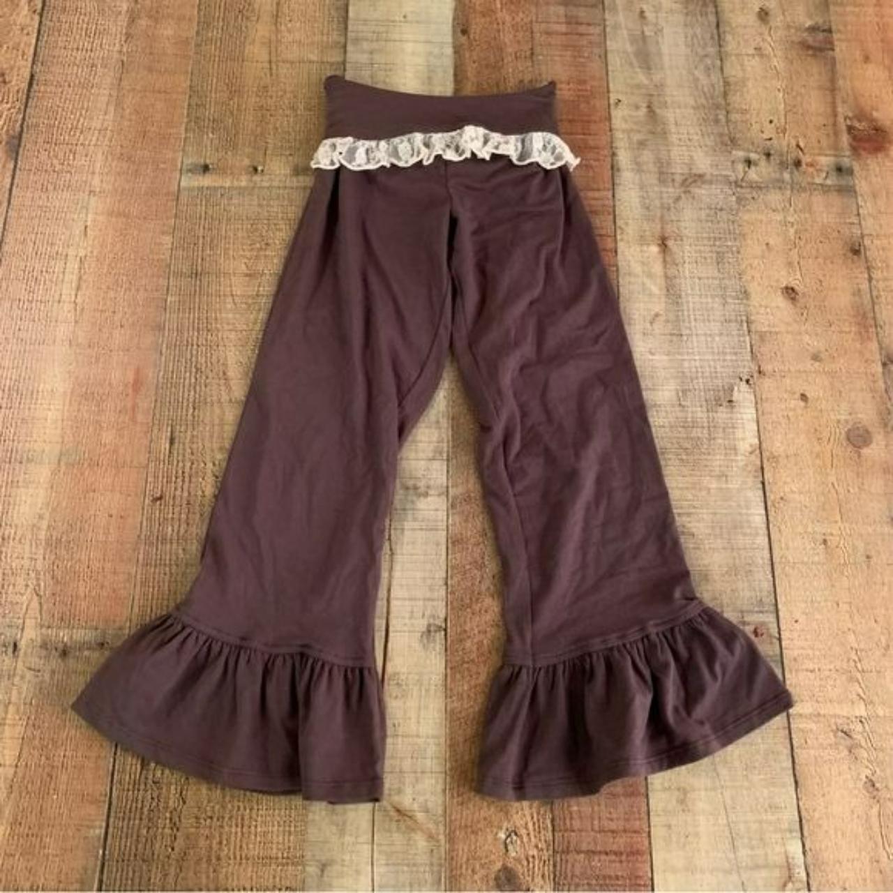 Persnickety girls brown ruffle flared knit pants... - Depop