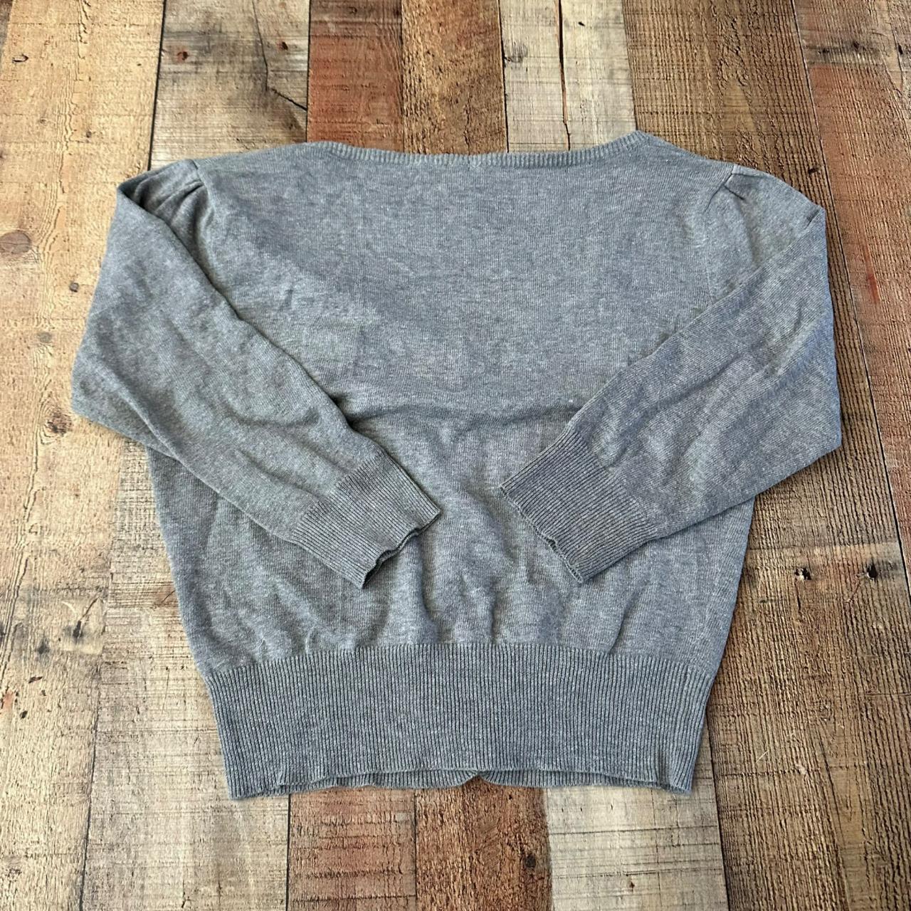 Downeast basics gray scoop neck ruffle button front... - Depop