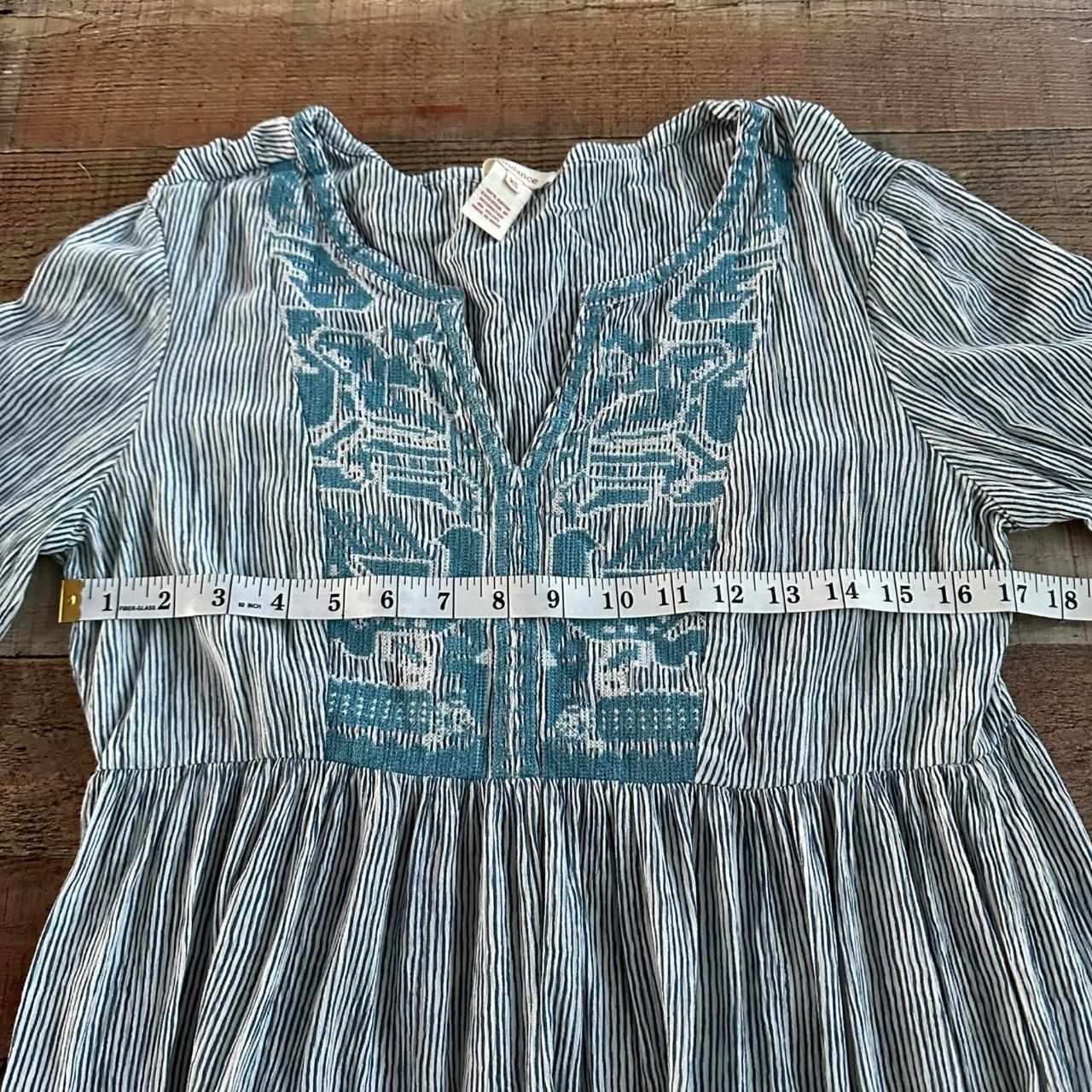 Sundance blue and white striped long sleeve v neck... - Depop