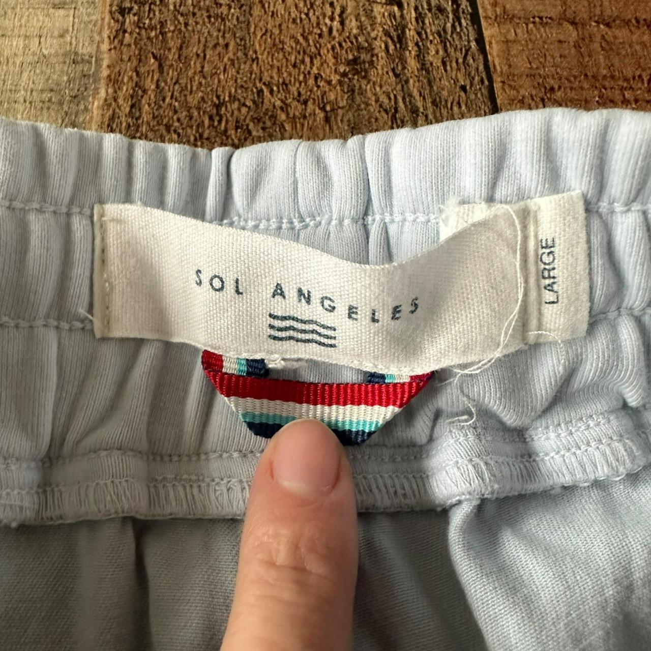 Sol Angeles light blue slim fit knit casual shorts... - Depop