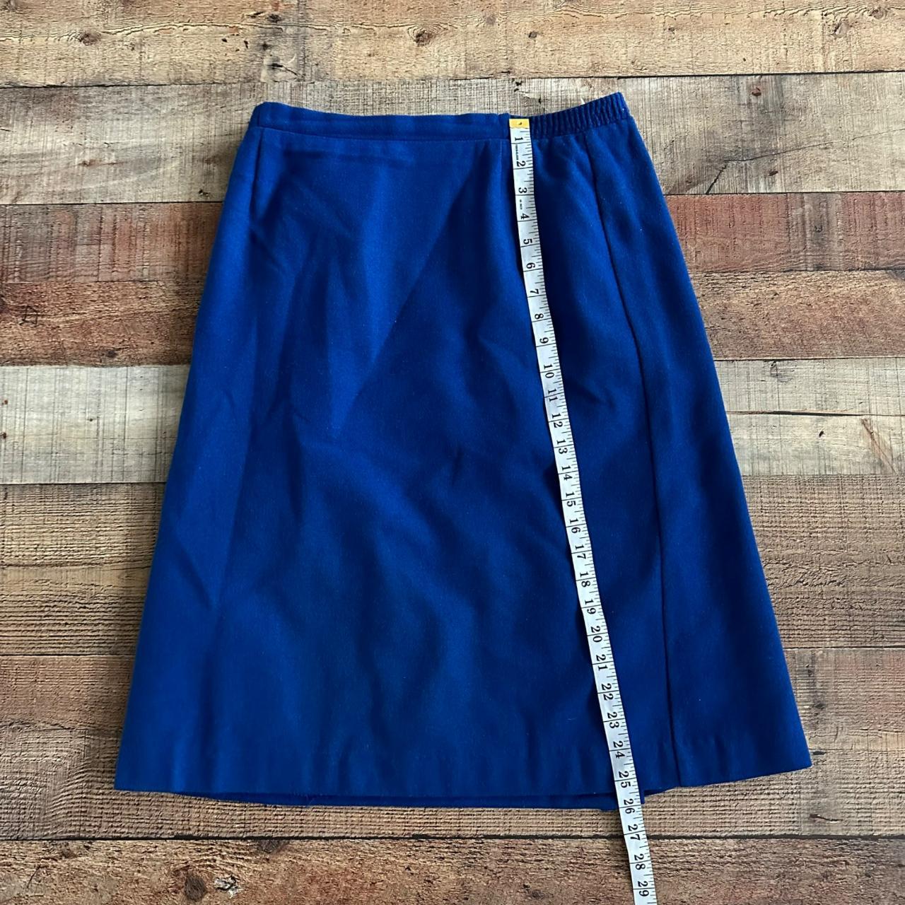 Oui Petites by Tan Jay Women's Royal Blue Wool Midi... - Depop
