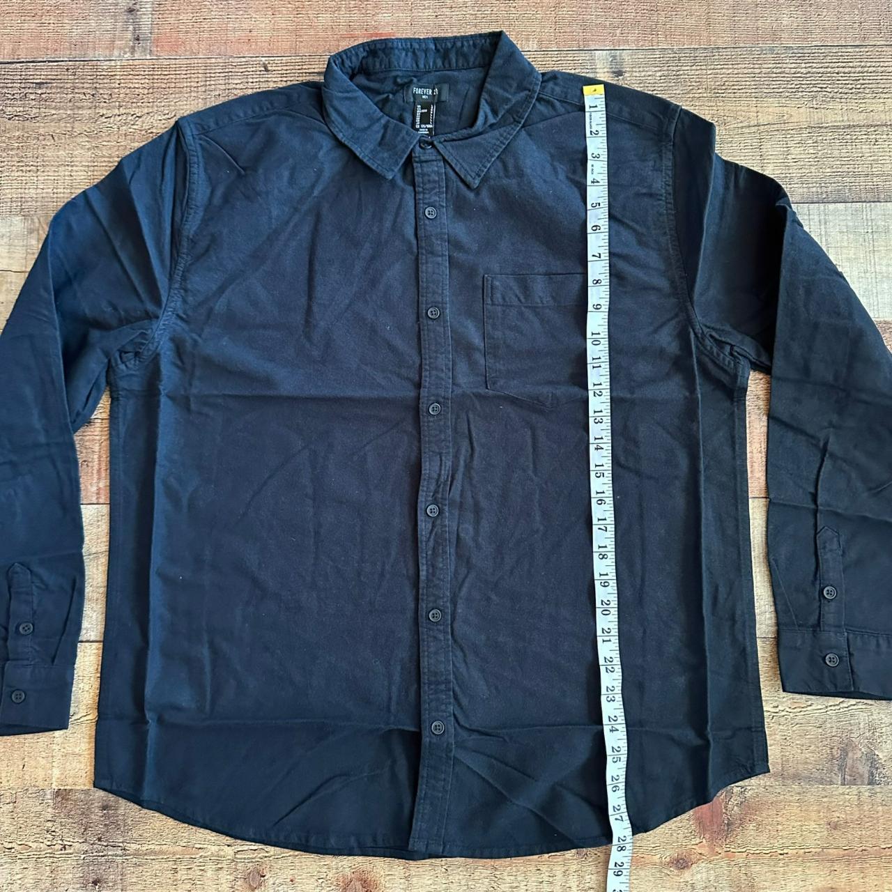 Forever 21 Men's Black Long Sleeve Button Down -L - Depop
