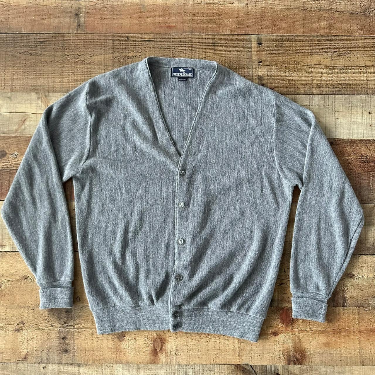 Vintage Steeplechase Button up Gray Cardigan Grandpa... - Depop